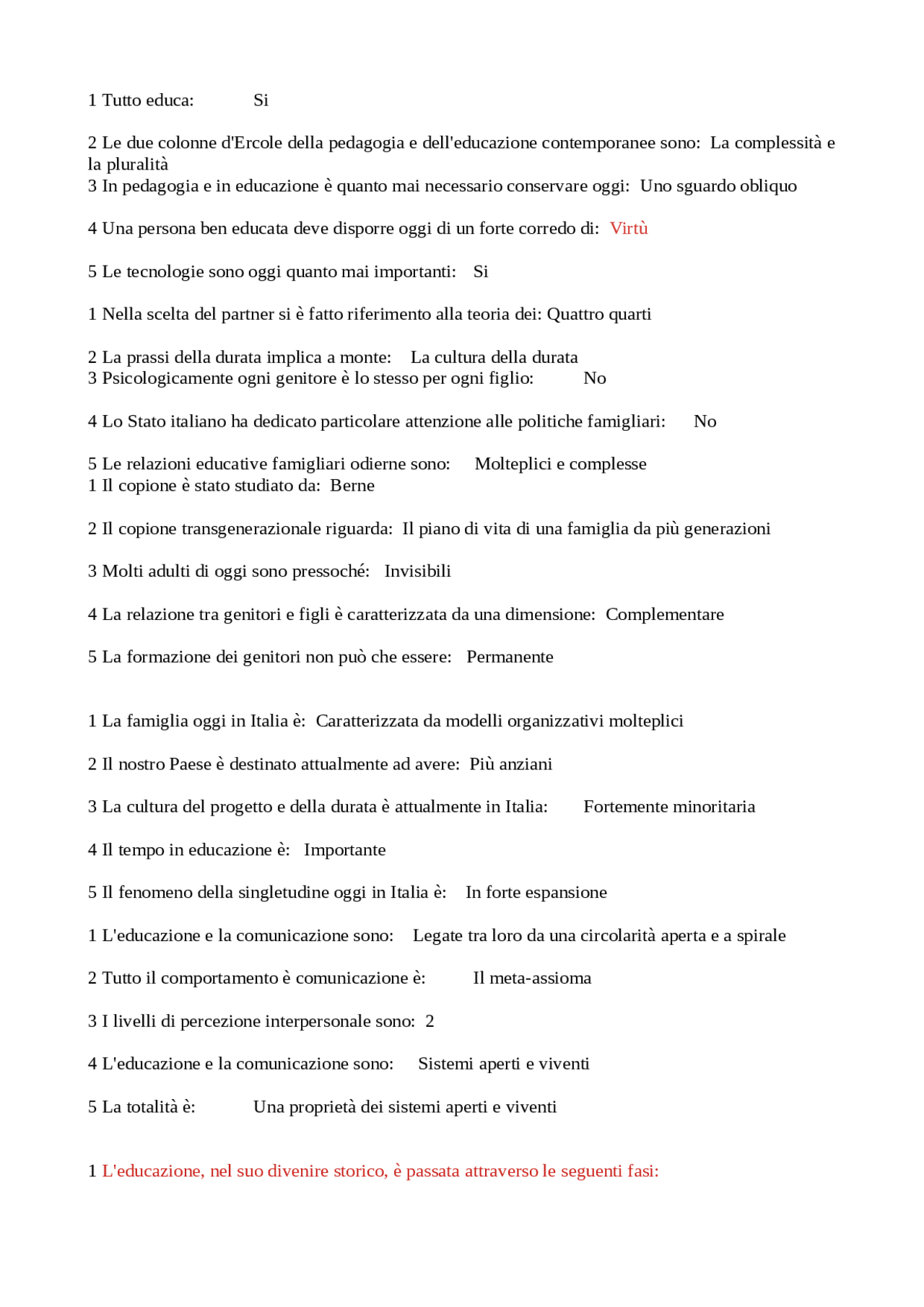 Test Autovalutazione Completo Docsity