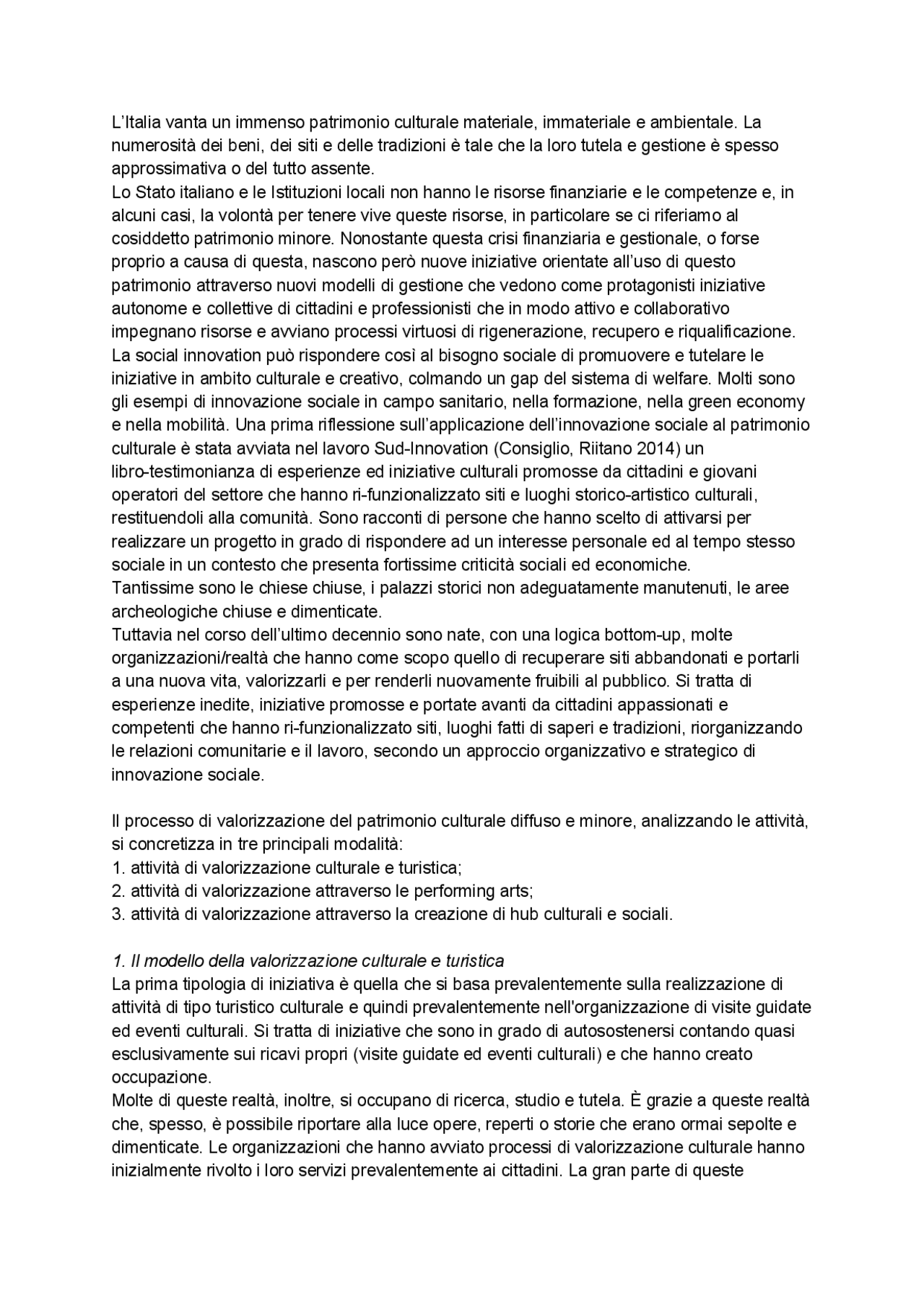 Sud Innovation Riassunto Docsity
