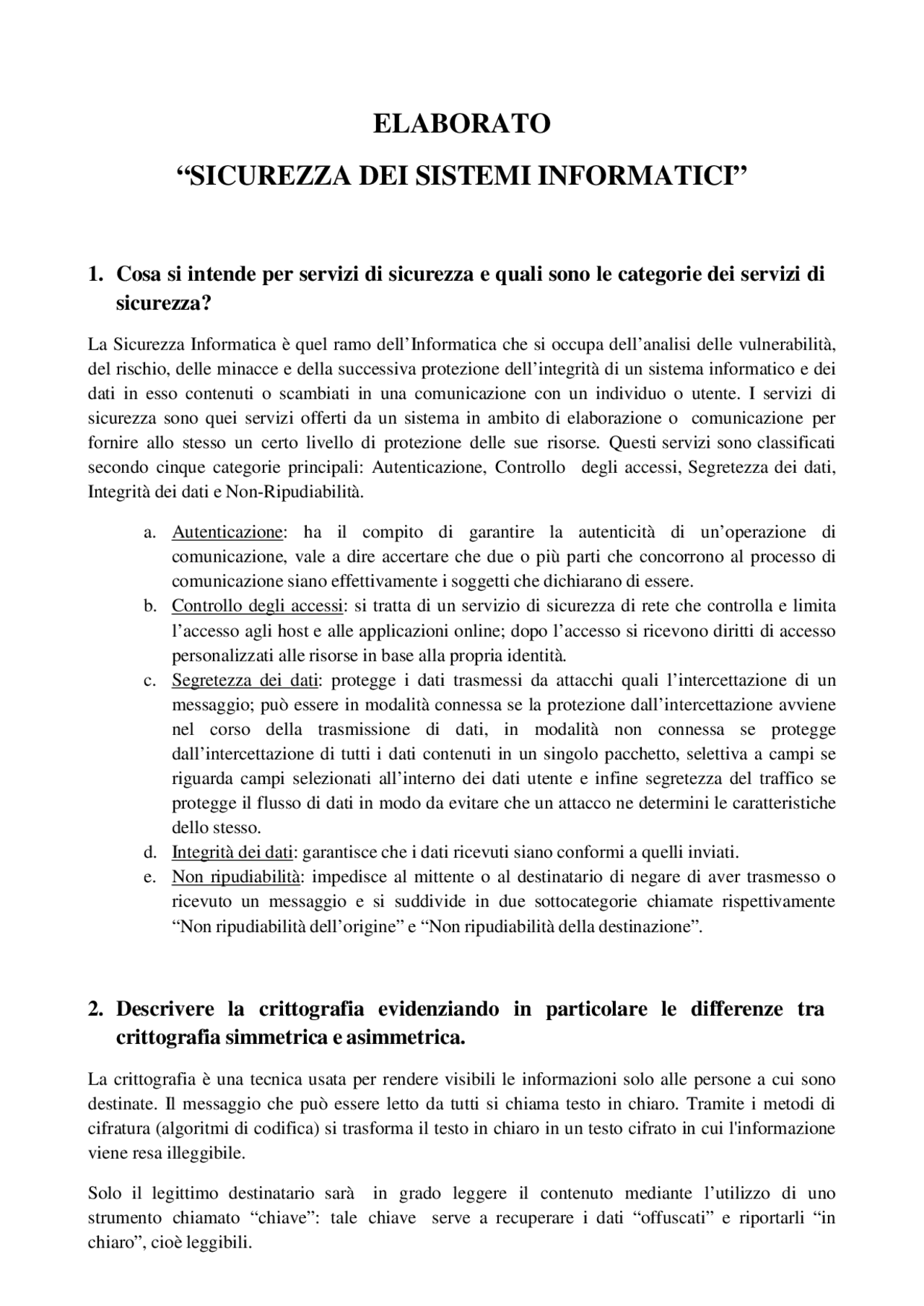Elaborato Sistemi Informatici Docsity