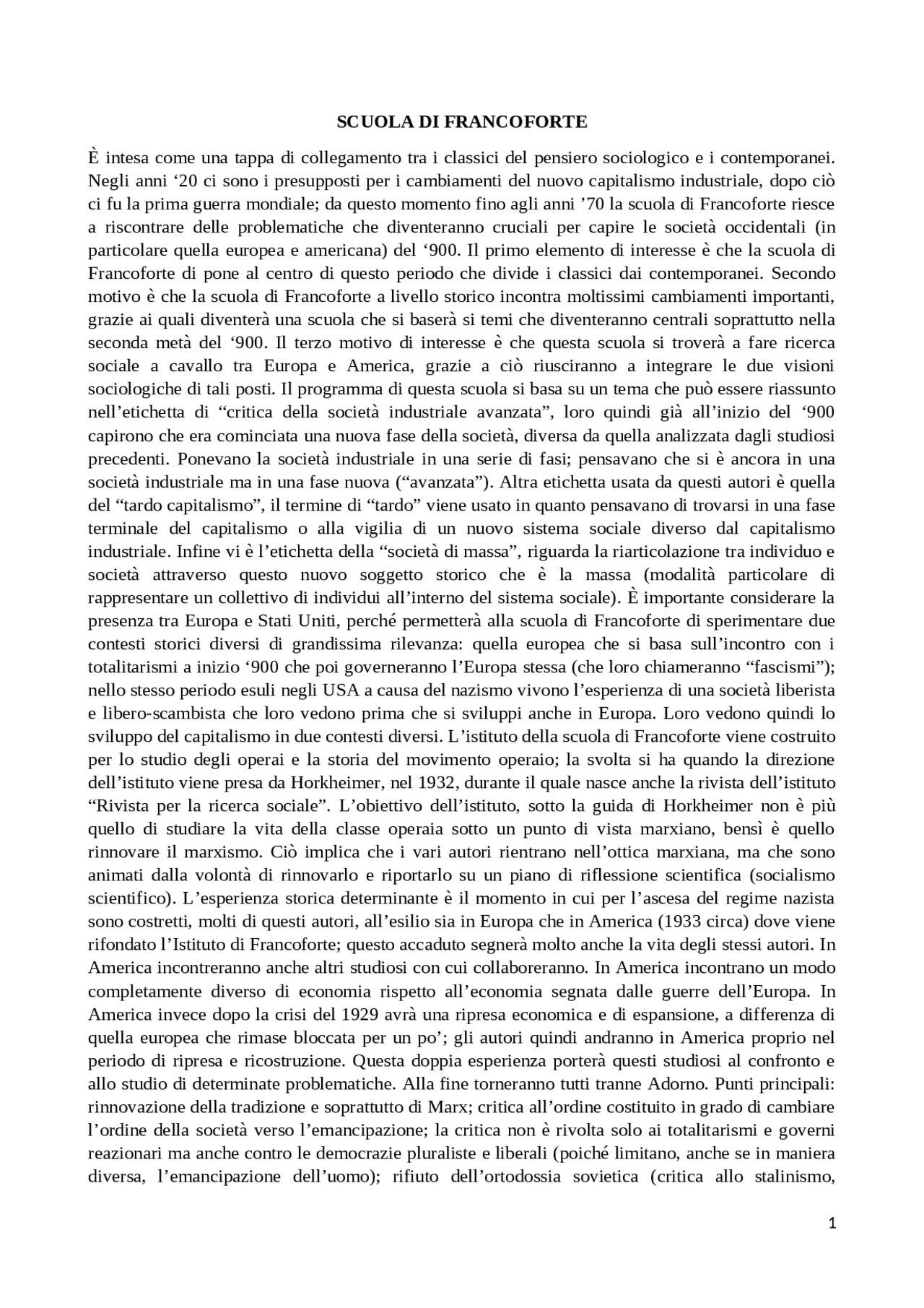 Scuola Di Francoforte Appunti Prof Pirone Francesco Docsity