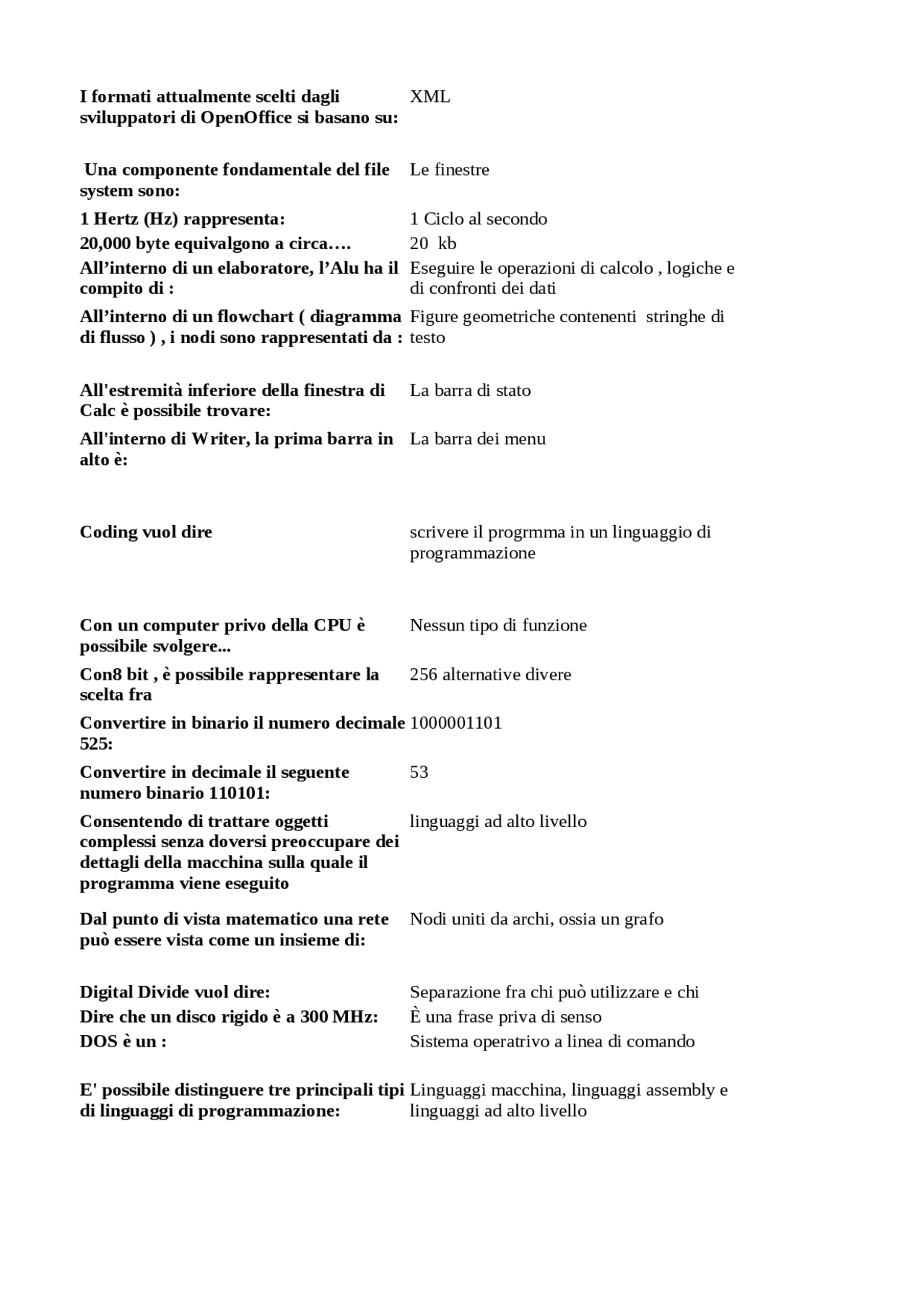 Domande E Risposte Di Informatica Lm56 Docsity