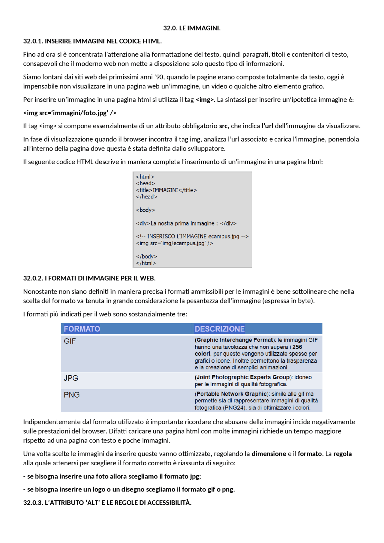 Programmazione HTML - Immagini ed oggetti | Dispense di Fondamenti di informatica | Docsity
