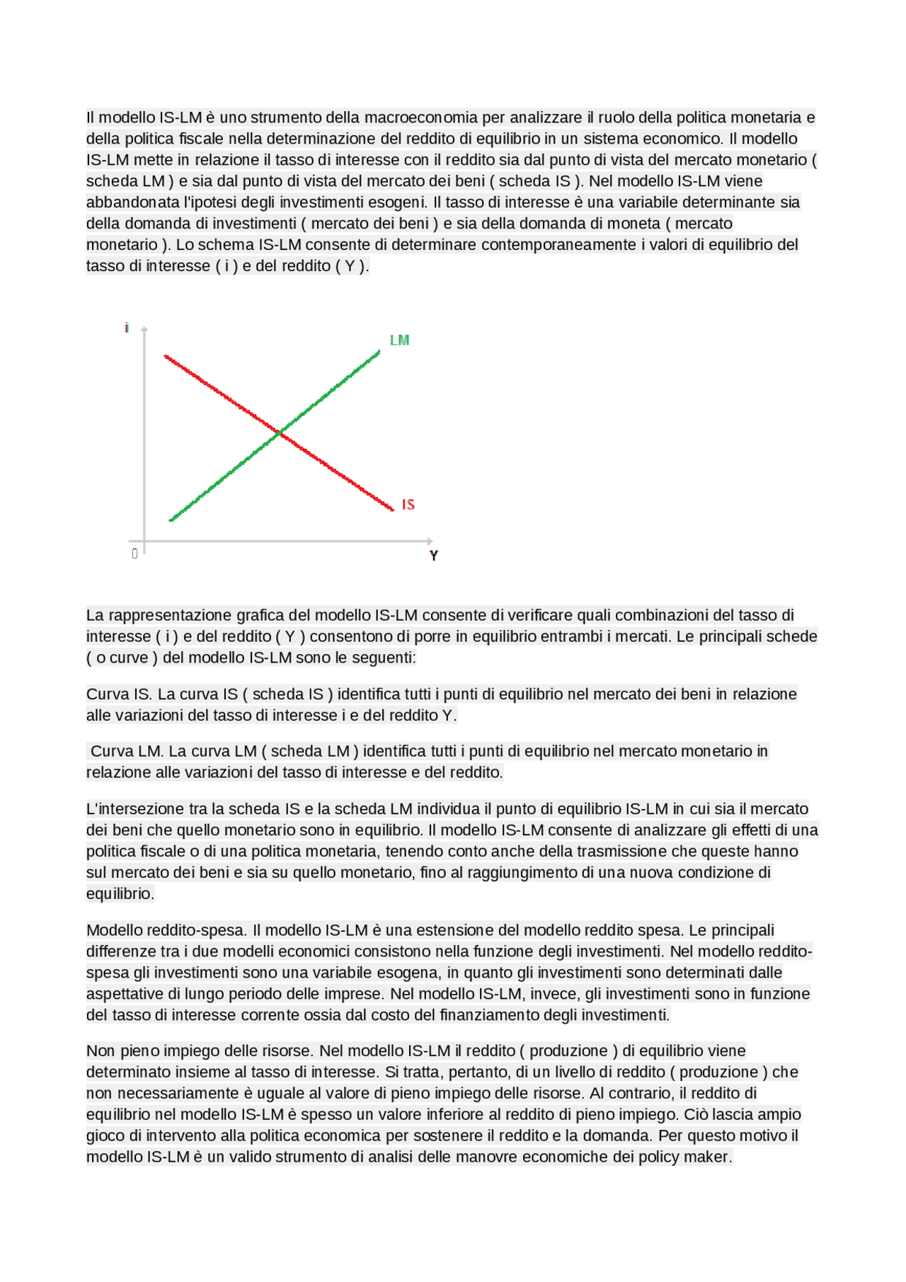 Modello IS LM con funzioni lineari | Appunti di Macroeconomia | Docsity