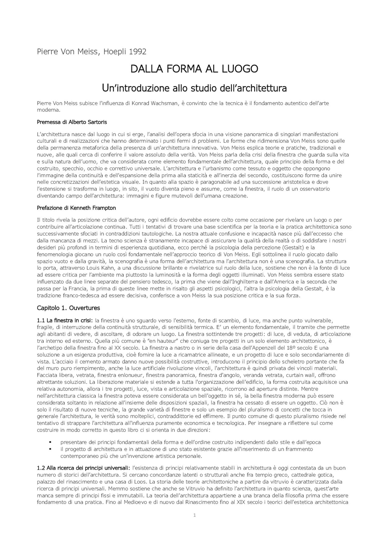 Riassunto "Dalla forma al luogo: un'introduzione allo studio dell ...