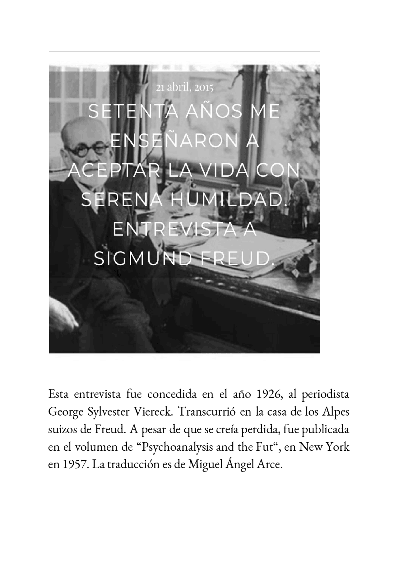 Entrevista con Sigmund Freud - Docsity