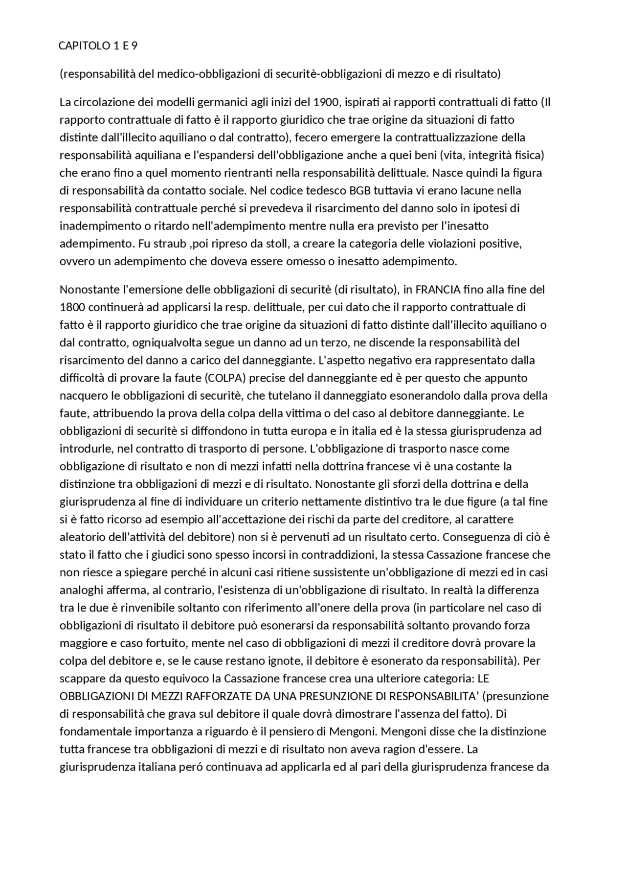 Schema Su Responsabilità Civile Docsity