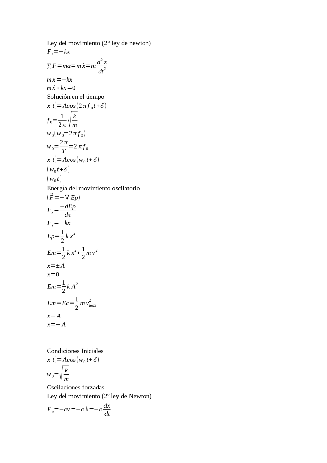 Fórmulas de EDO aplicado a MAS - Docsity