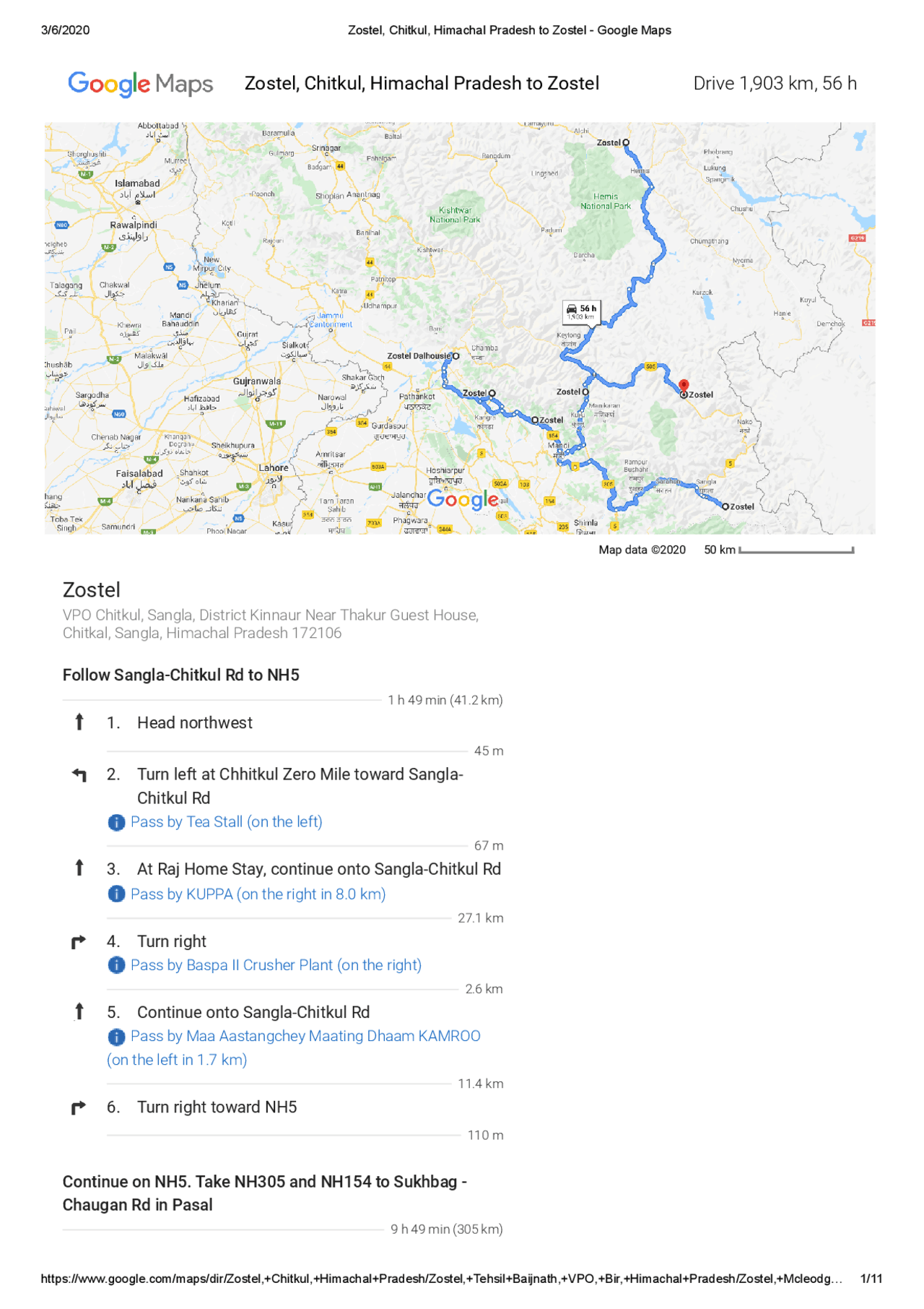 Zostel Map for understanding positioning in Himachal - Docsity