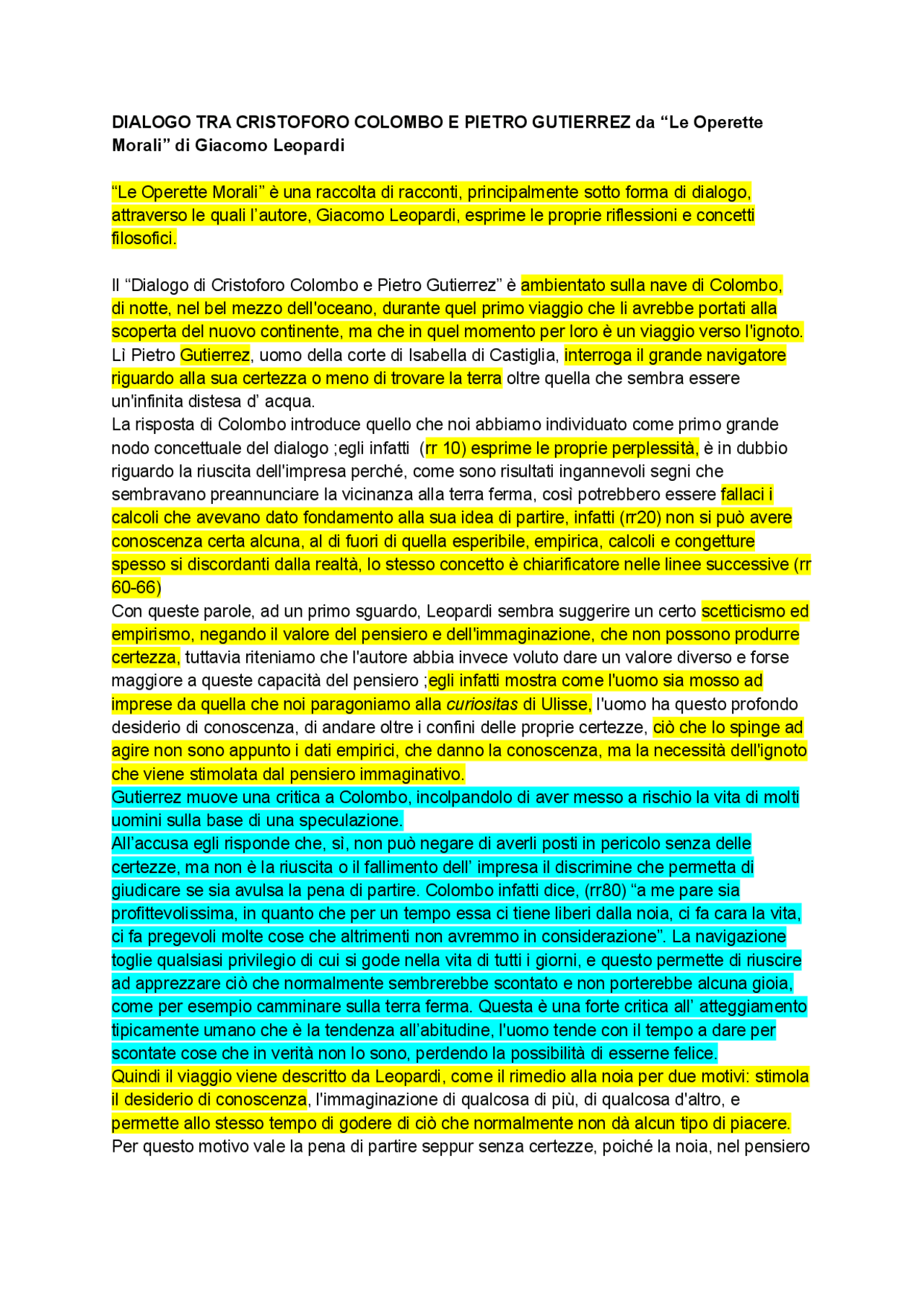 Appunti Su Operette Morali Di Leopardi Docsity
