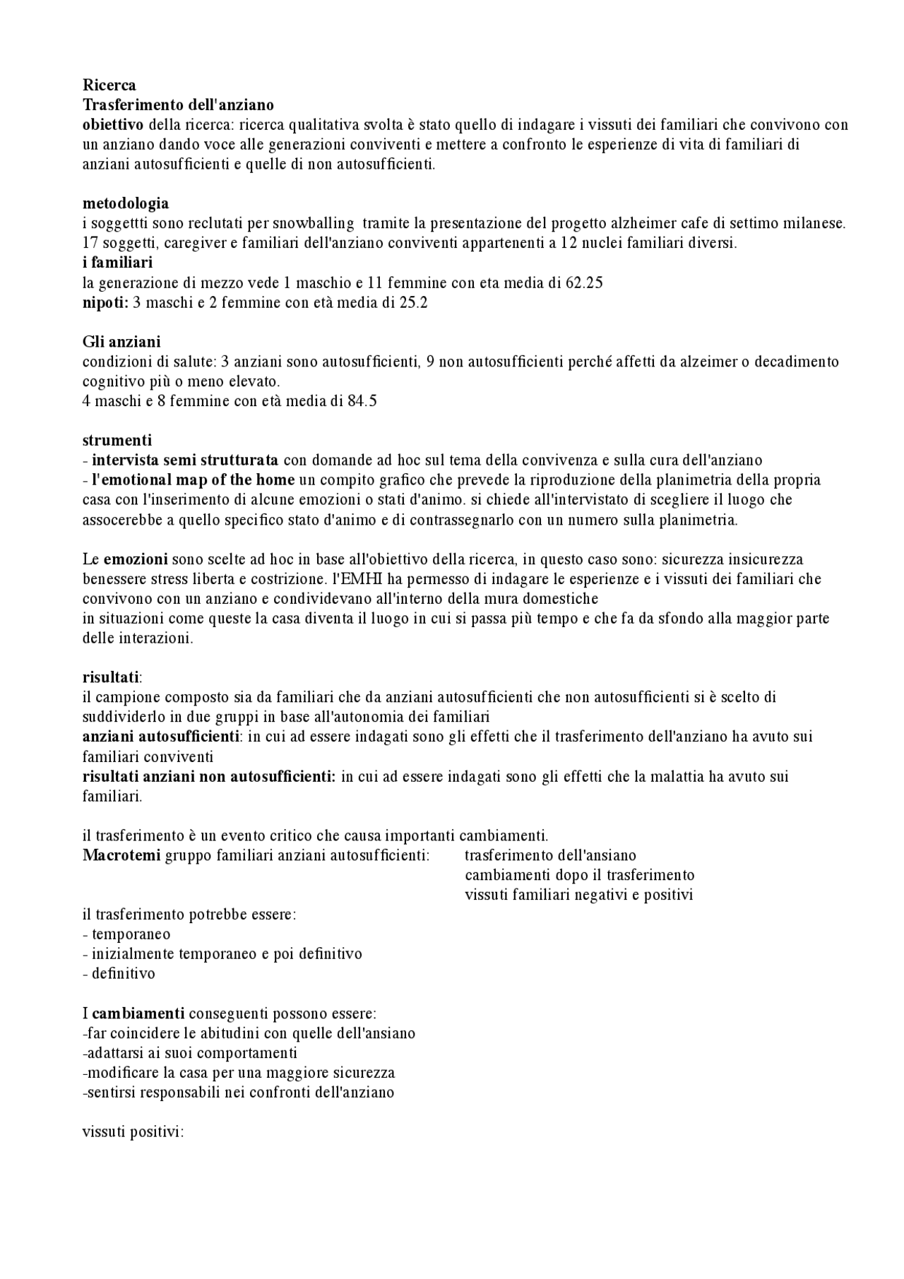 Ricerca Trasferimento Degli Anziani In Rsa Docsity