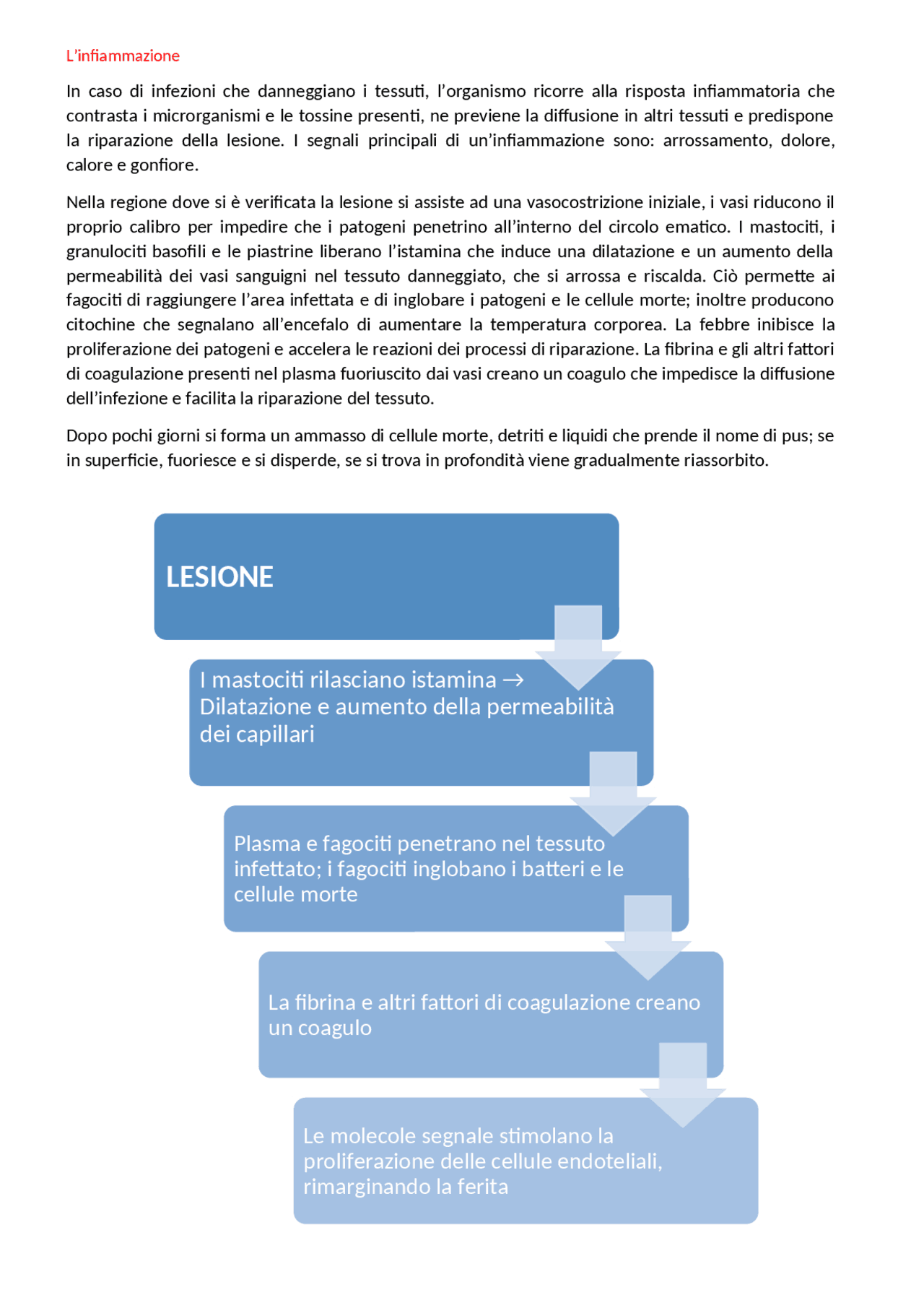 La risposta infiammatoria - Docsity