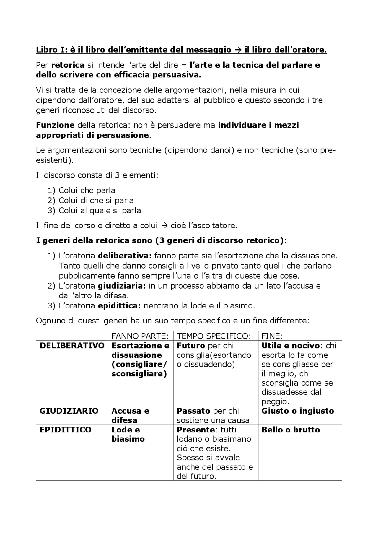 Retorica Di Aristotele Libro 1 Docsity