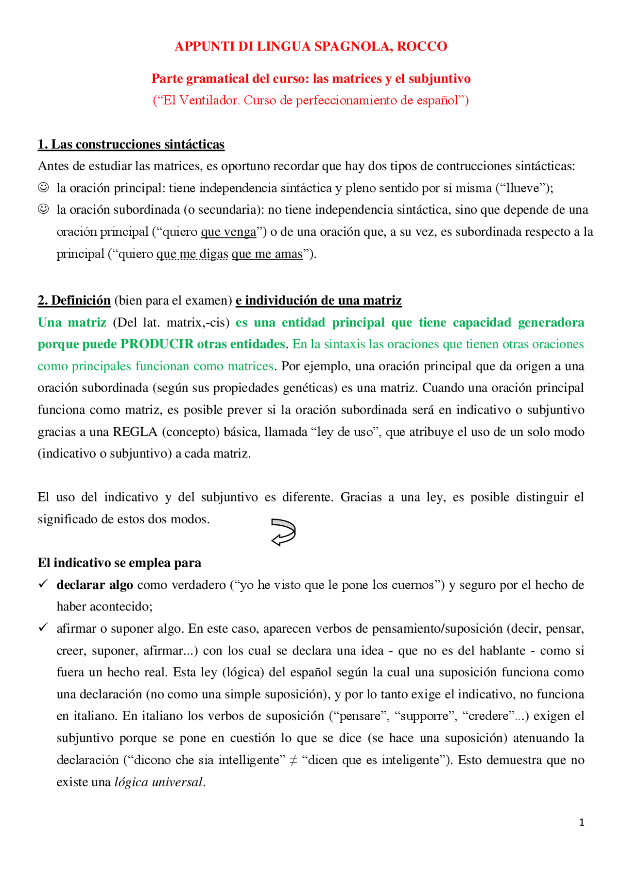 Appunti Di Lingua Spagnola Prof Rocco Docsity