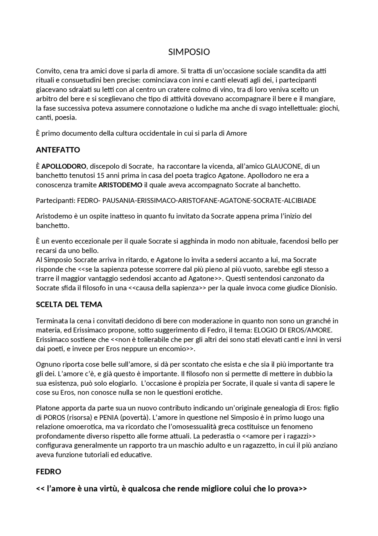 Riassunto Del Libro Simposio Docsity