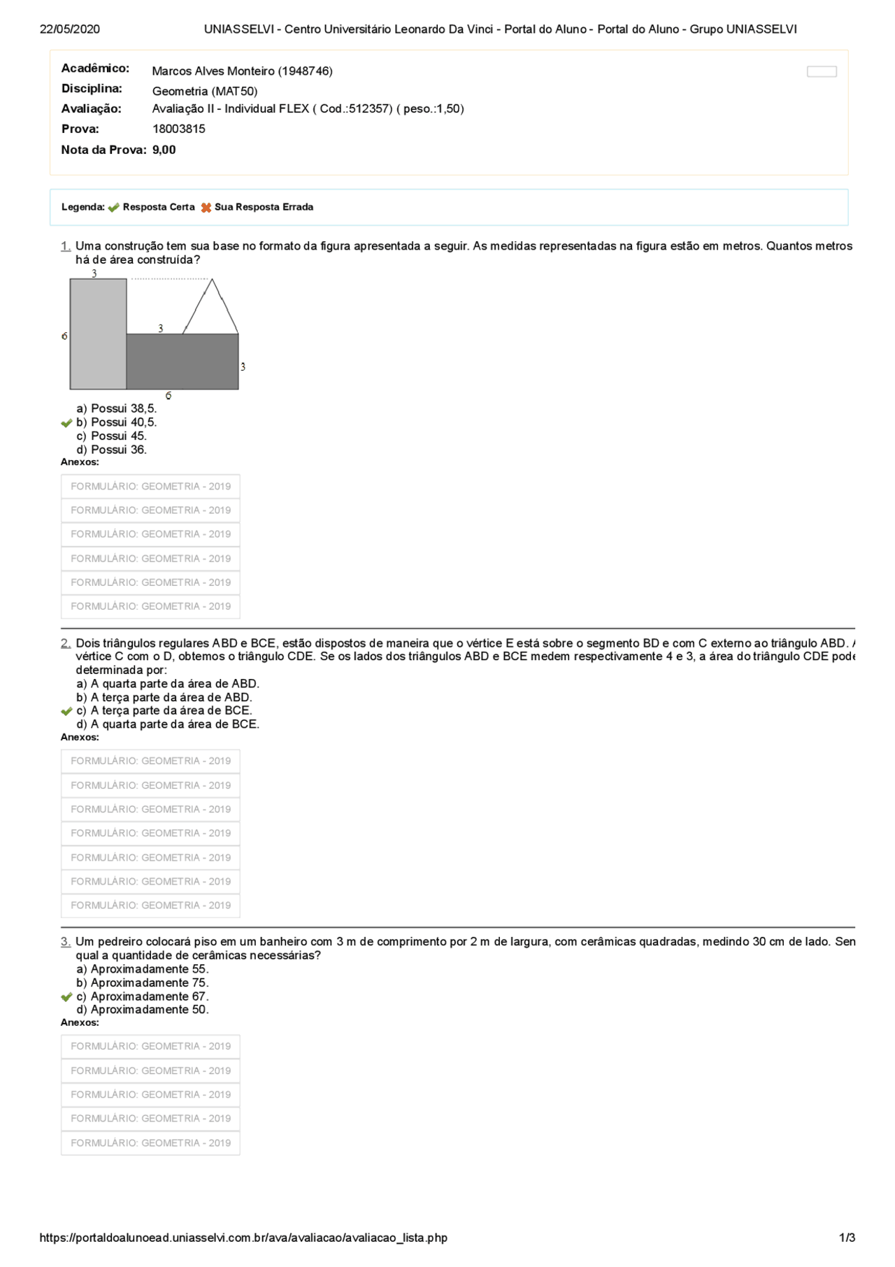 Prova De Geometria Analítica Docsity