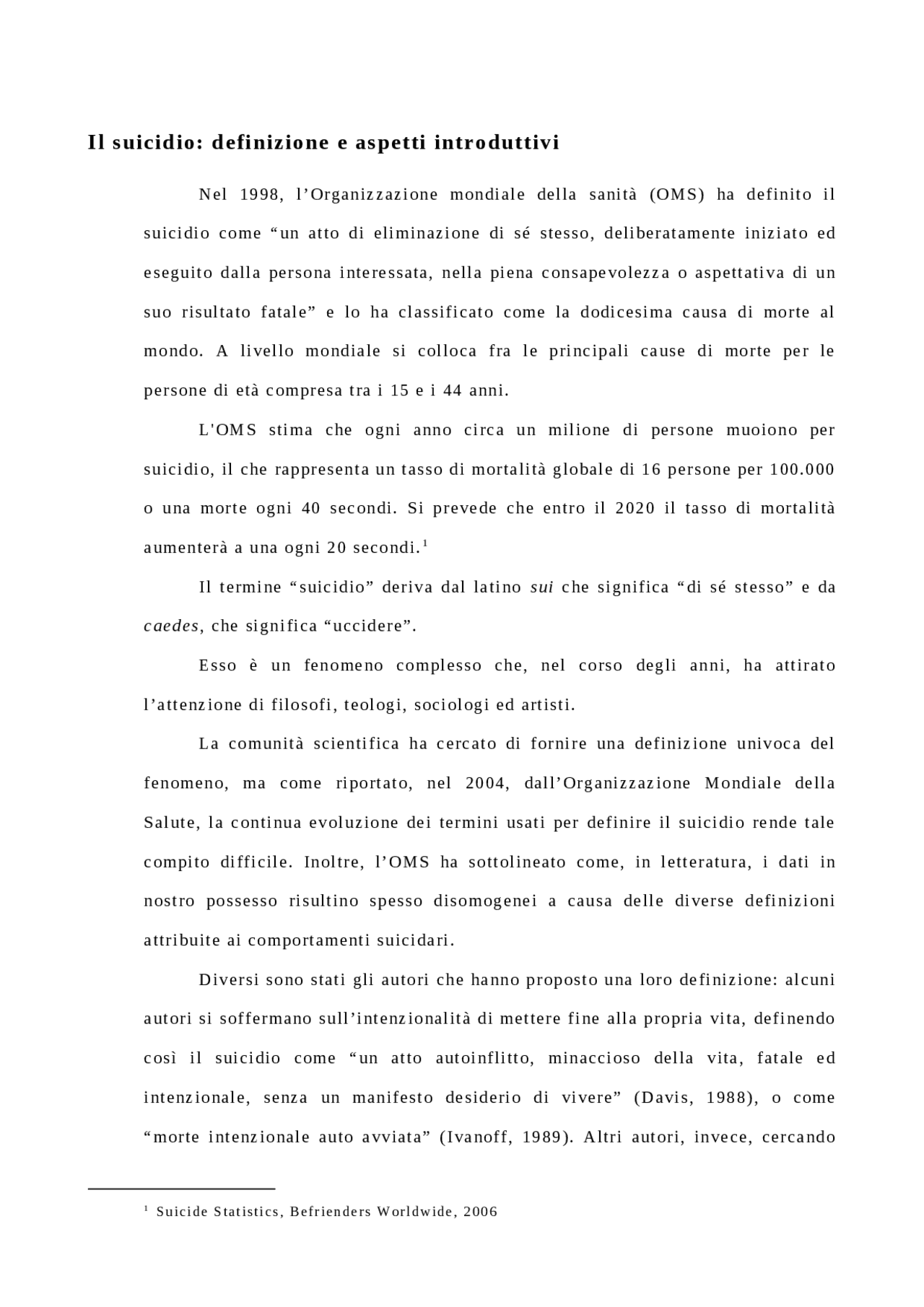 Definizione Suicidio Docsity