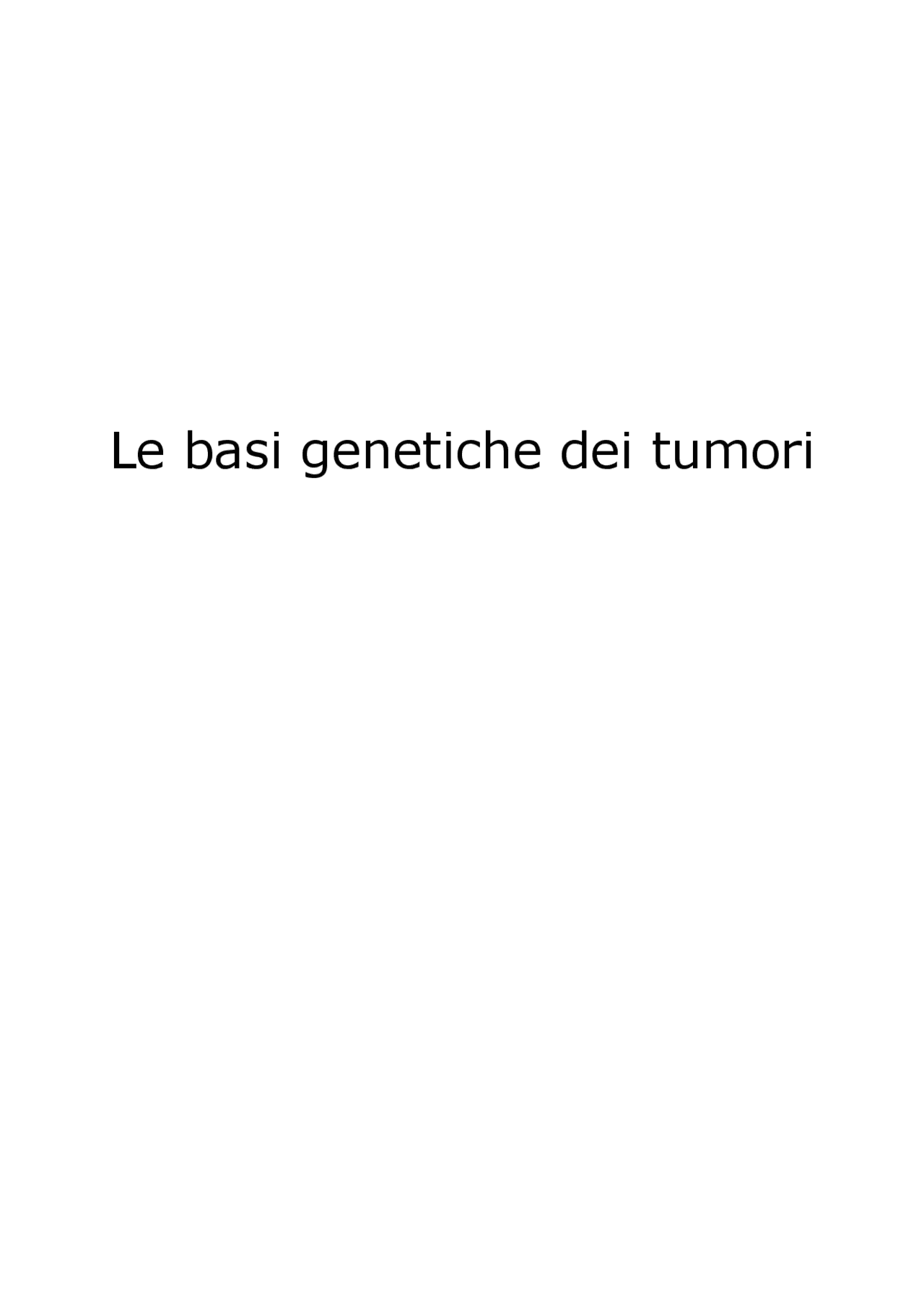 Basi Genetiche Dei Tumori Docsity
