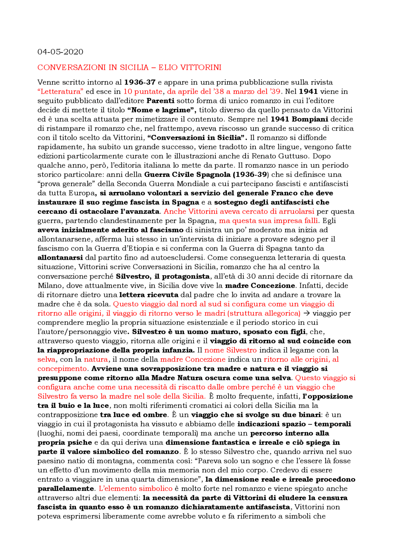 Conversazioni In Sicilia Elio Vittorini Docsity