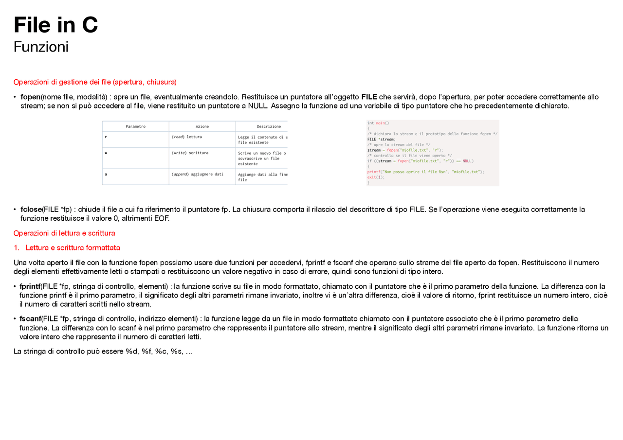 Linguaggio C Nozioni Sui File Docsity