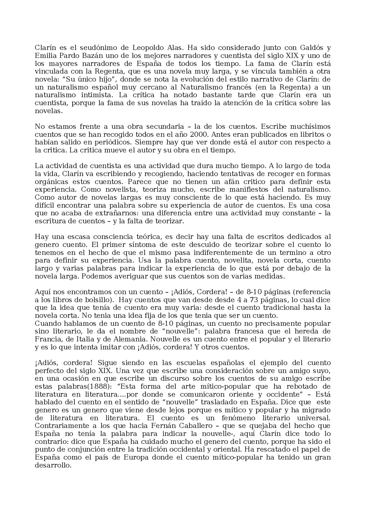 Analisi Di Adiós Cordera Di Clarín Docsity
