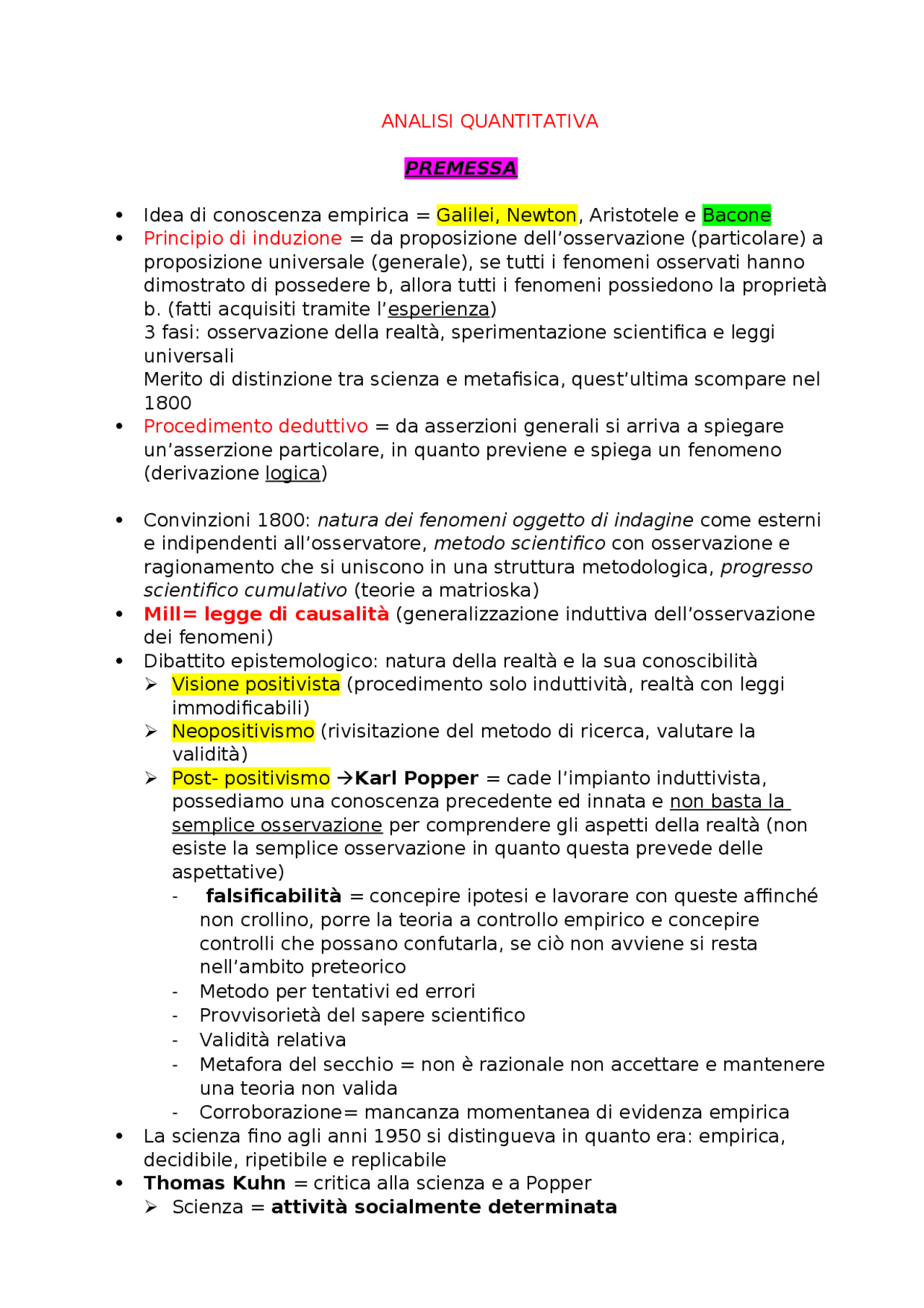 Metodi di ricerca quantitativa - Docsity