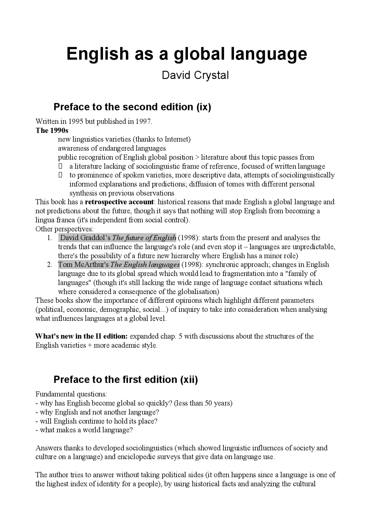 English as a global language (riassunto) - Docsity