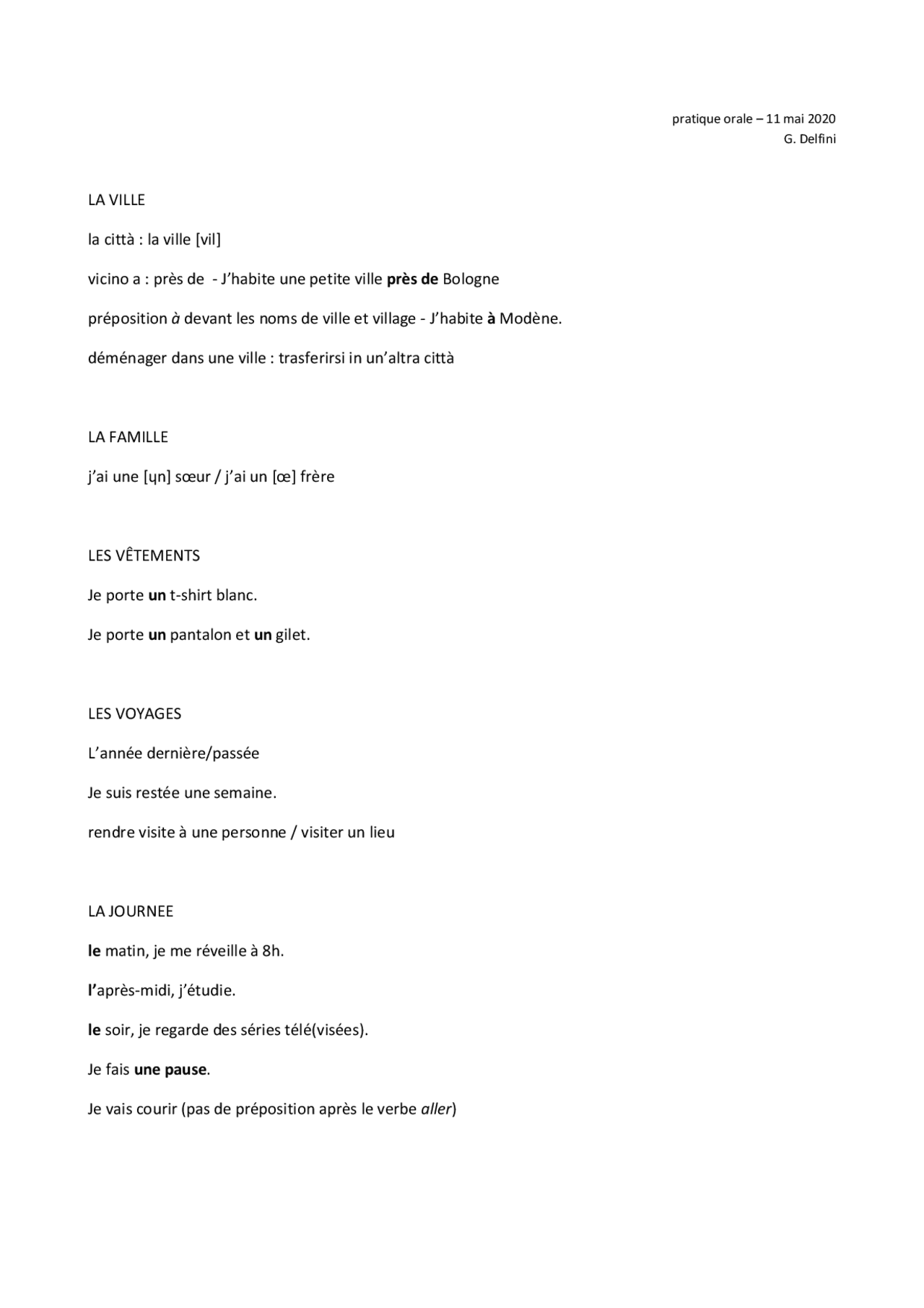 Lingua Francese 1 Esercizi Docsity
