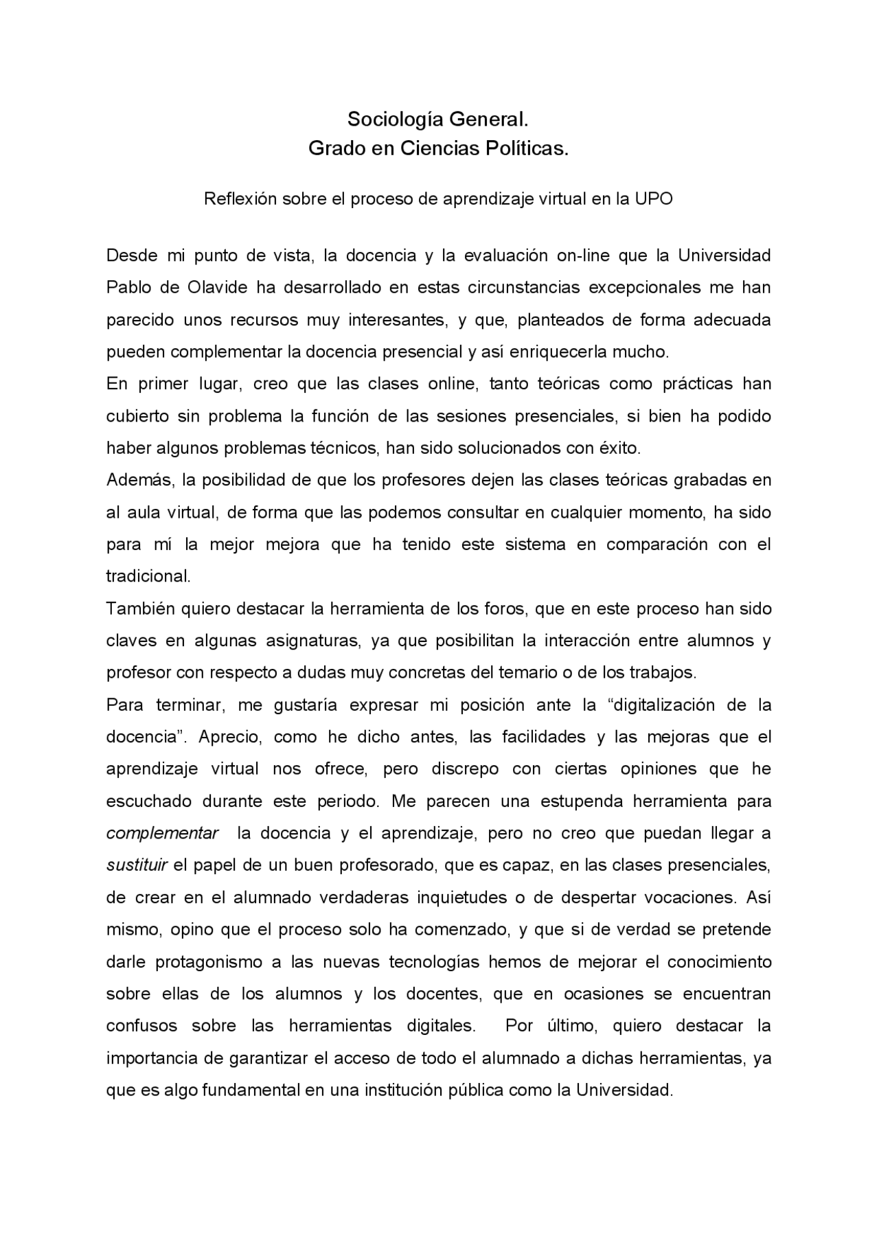 Ejercicios De Sociología General Docsity