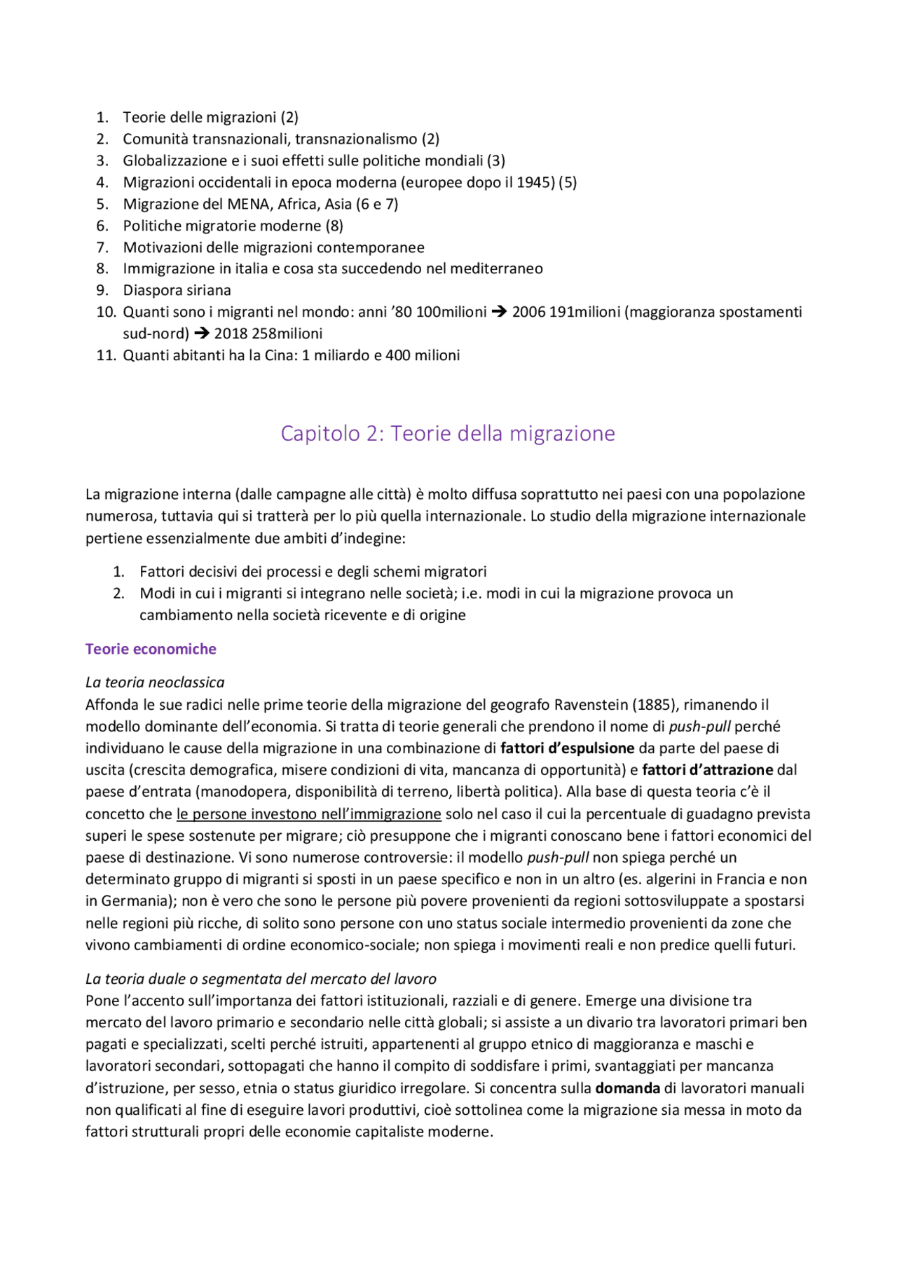 Riassunto Di Migrazioni Samers M Docsity