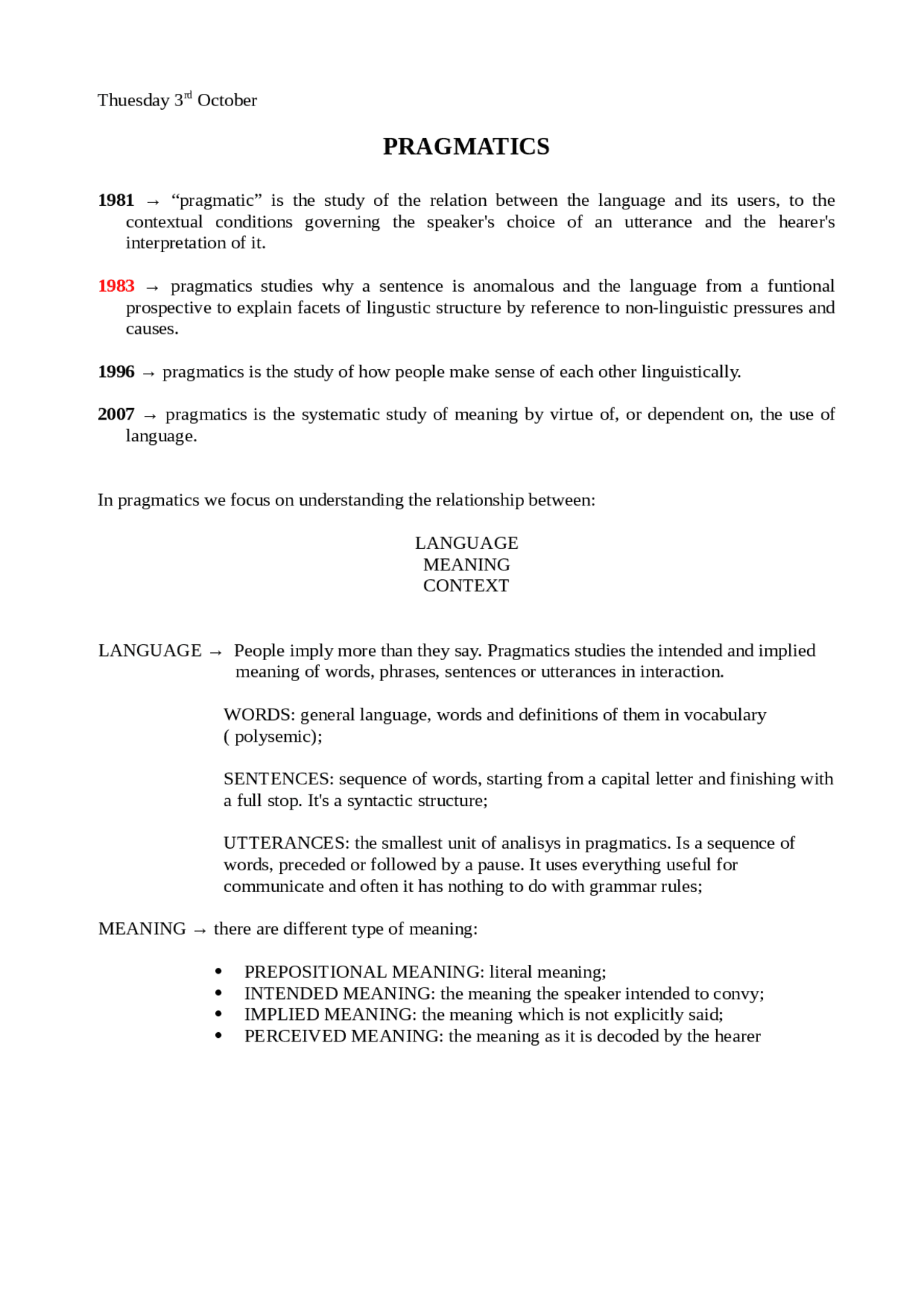 Appunti Pragmatics And Discourse Analysis Docsity