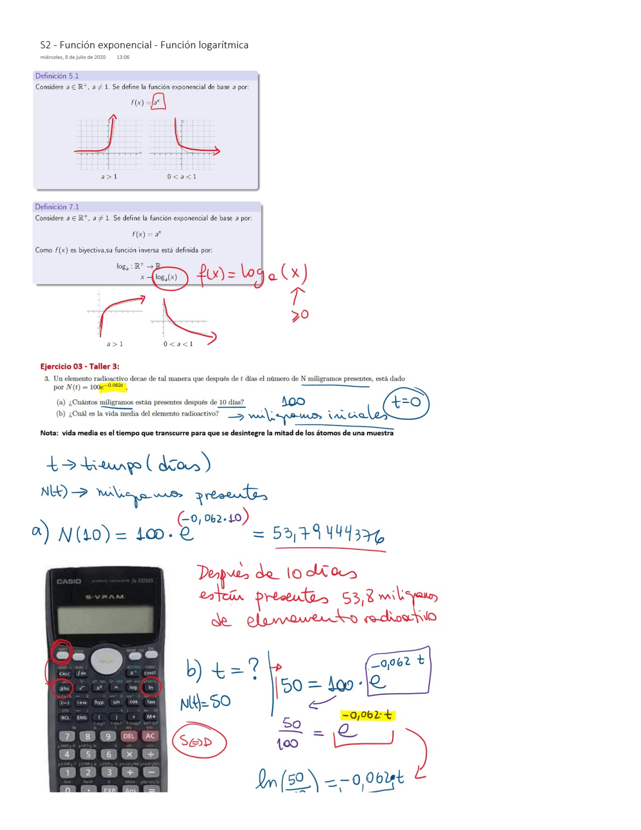 FUNCION EXPONENCIAL MATEMATICAS - Docsity
