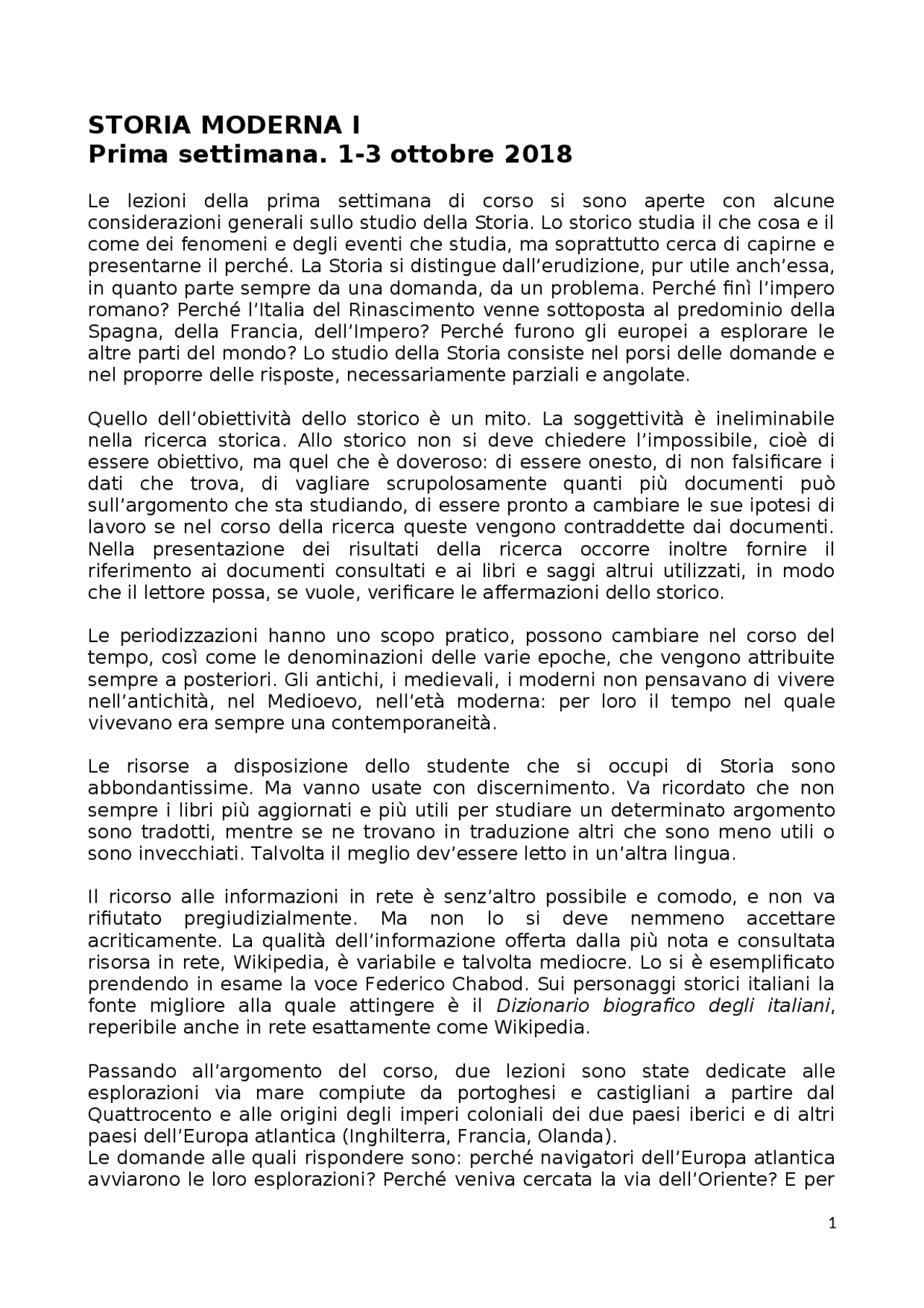 Storia Moderna 1 Docsity