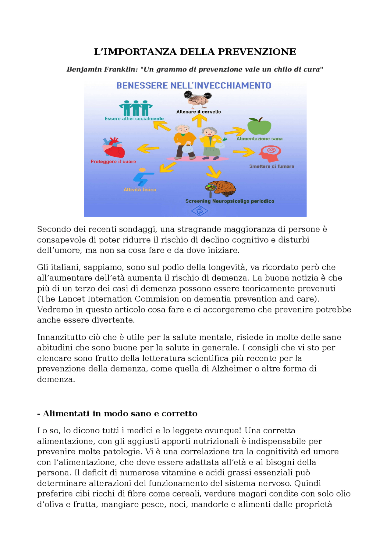 Anziano E Invecchiamento Docsity