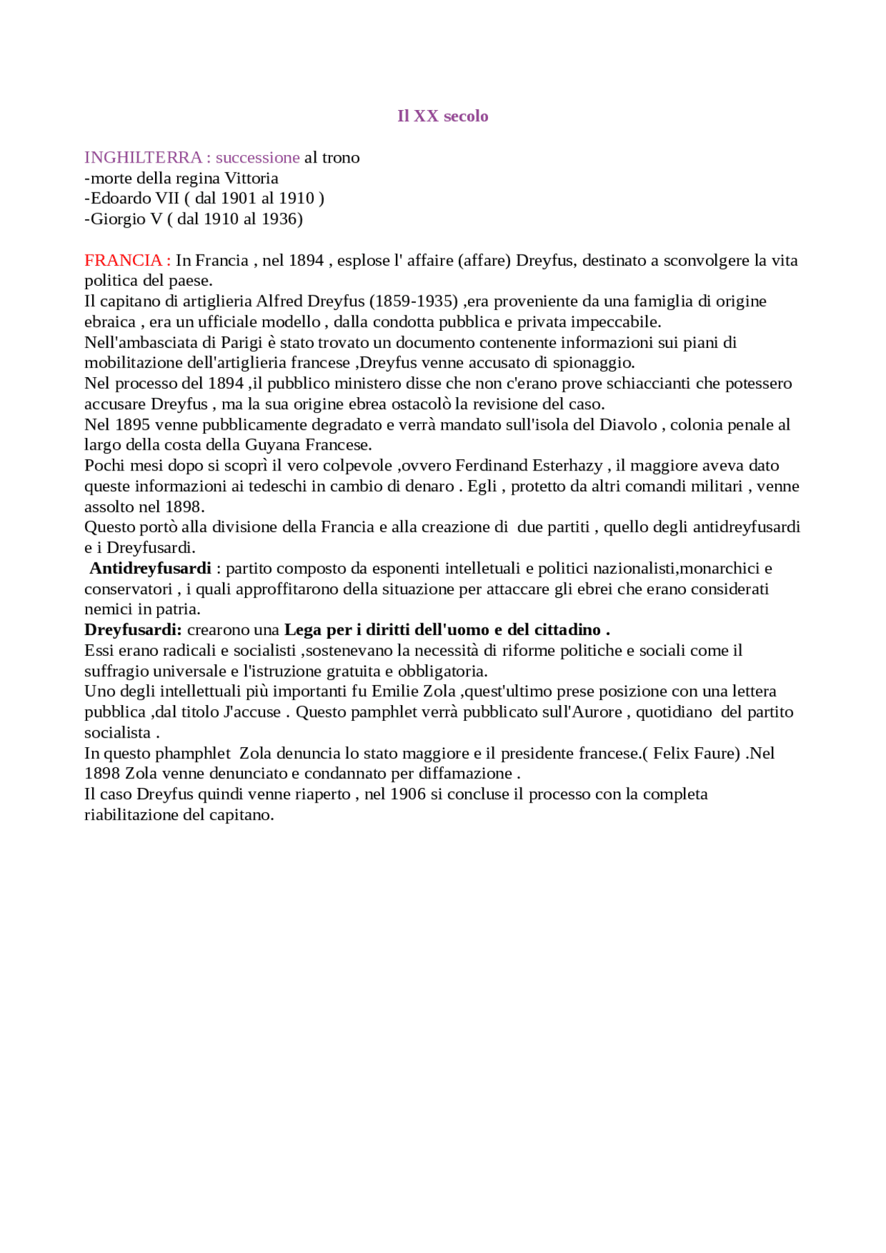 Il Caso Dreyfus Spiegato In Sintesi Appunti Di Storia Docsity