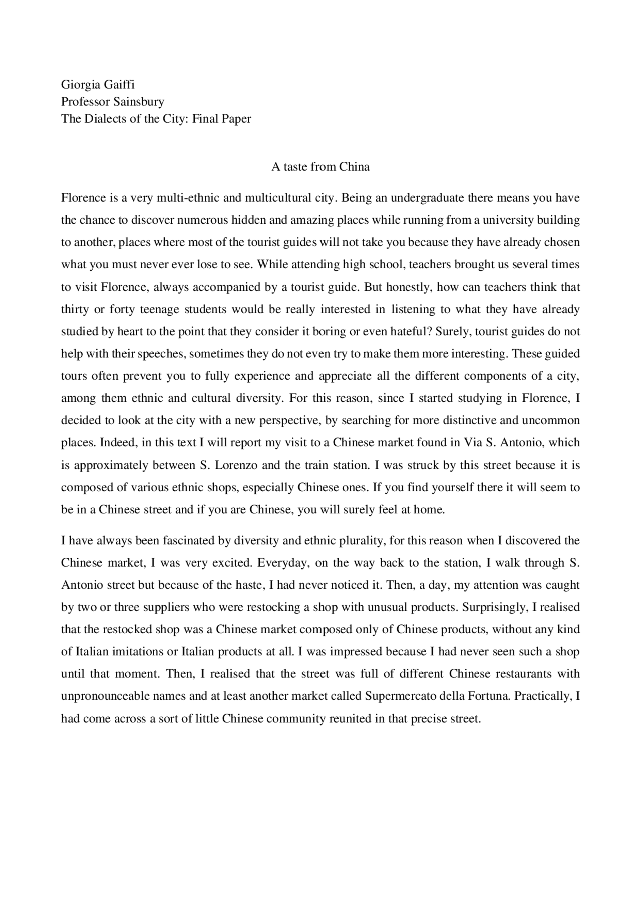 Example of Final Paper (Exam with Professor Sainsbury, The Dialects of ...