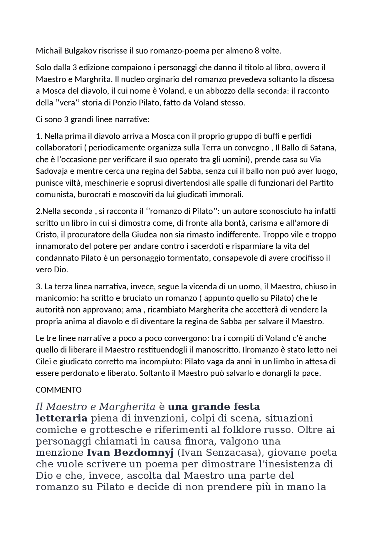 Maestro E Margherita Bulgakov Docsity