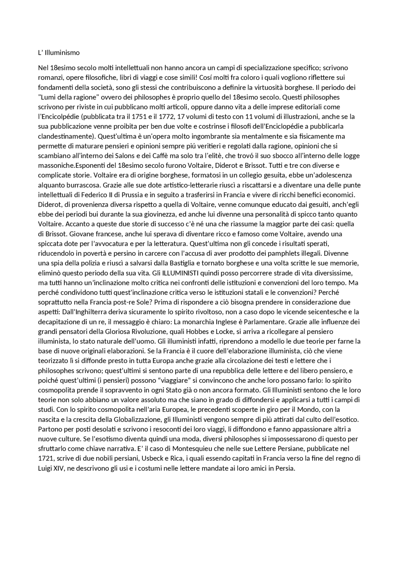 Seconda Parte Degli Appunti Sullilluminismo Docsity