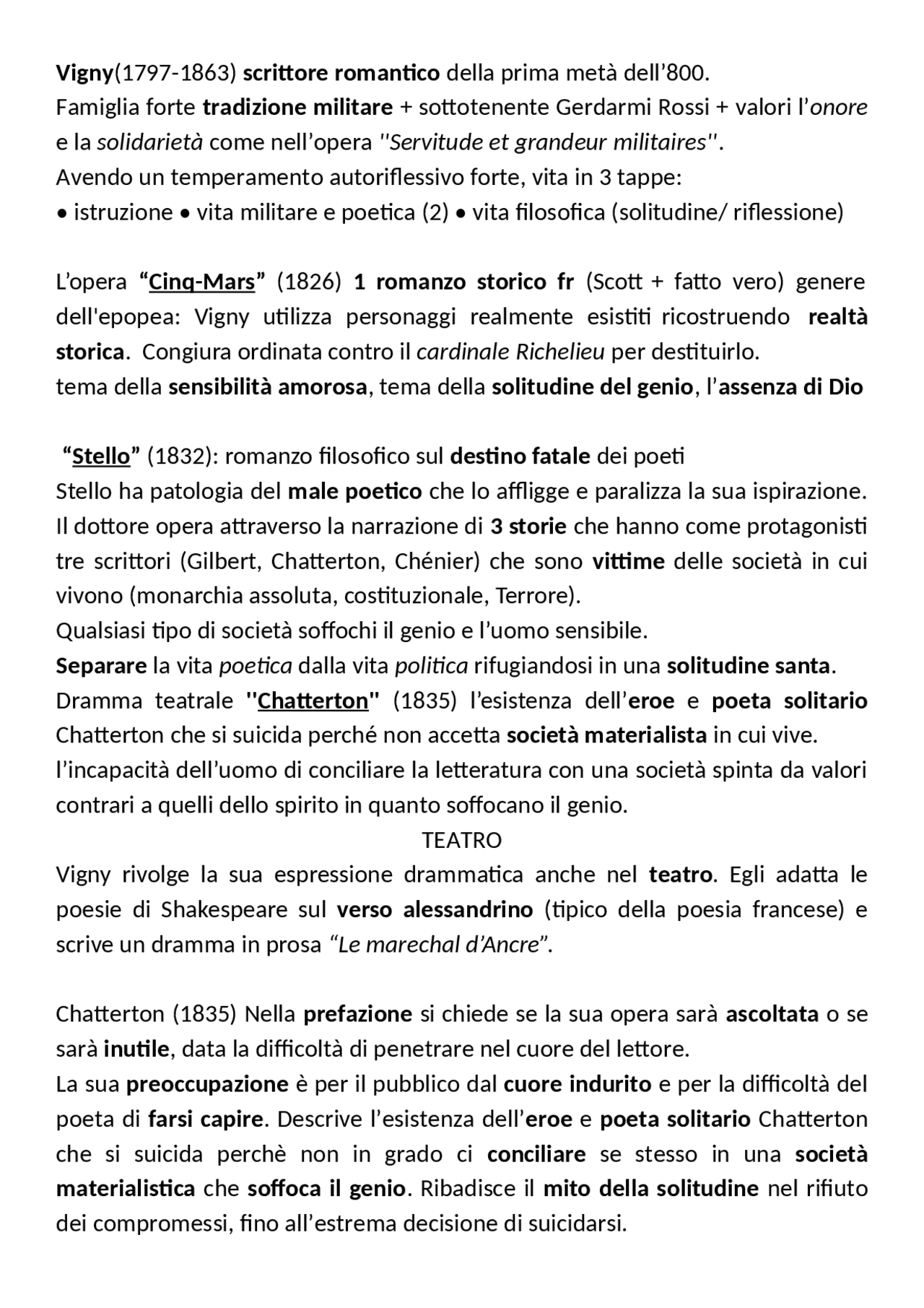 Appunti Letteratura Francese Ottocento Vigny Docsity