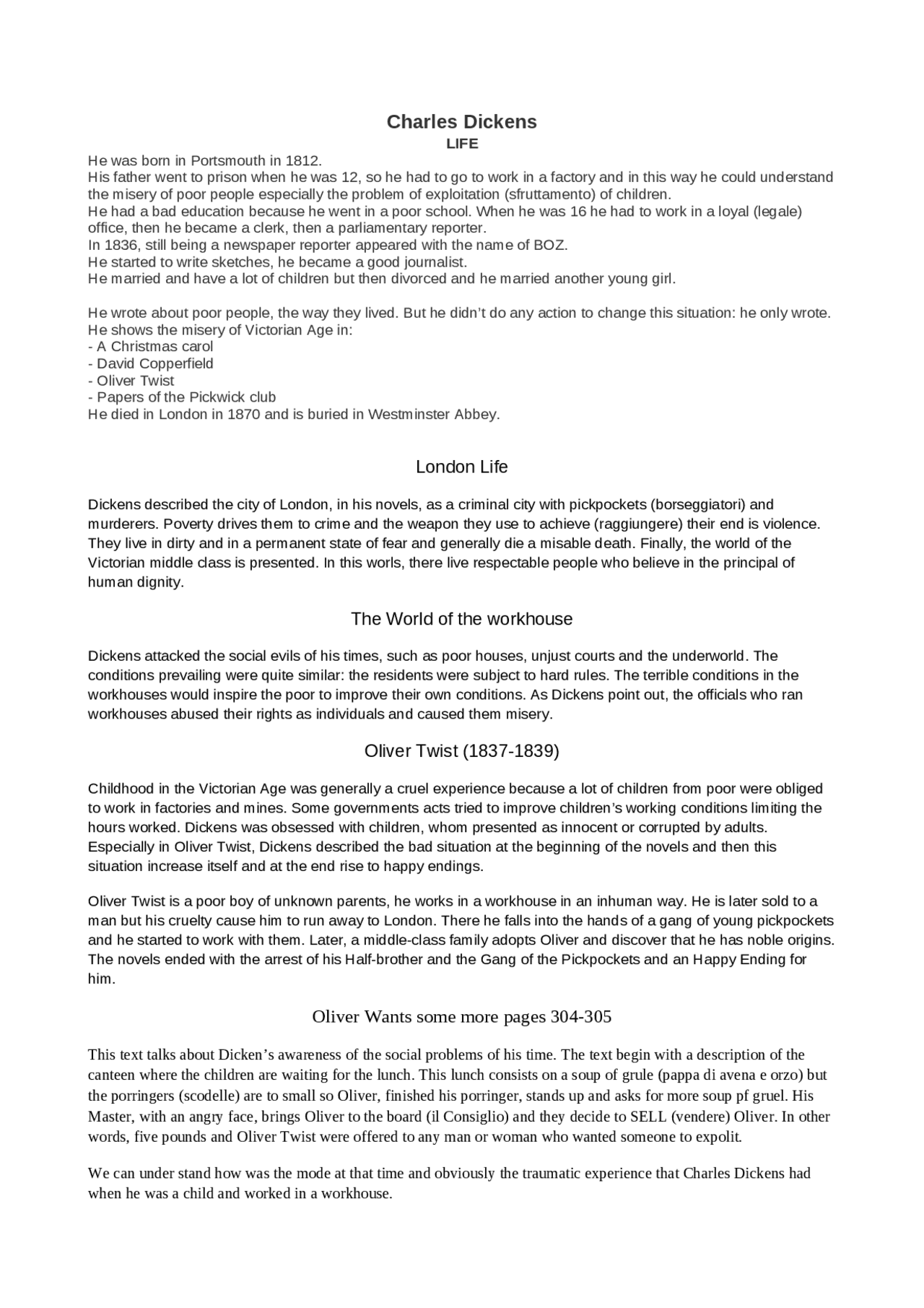 Charles Dickens Notes In English Lecture Notes English Docsity