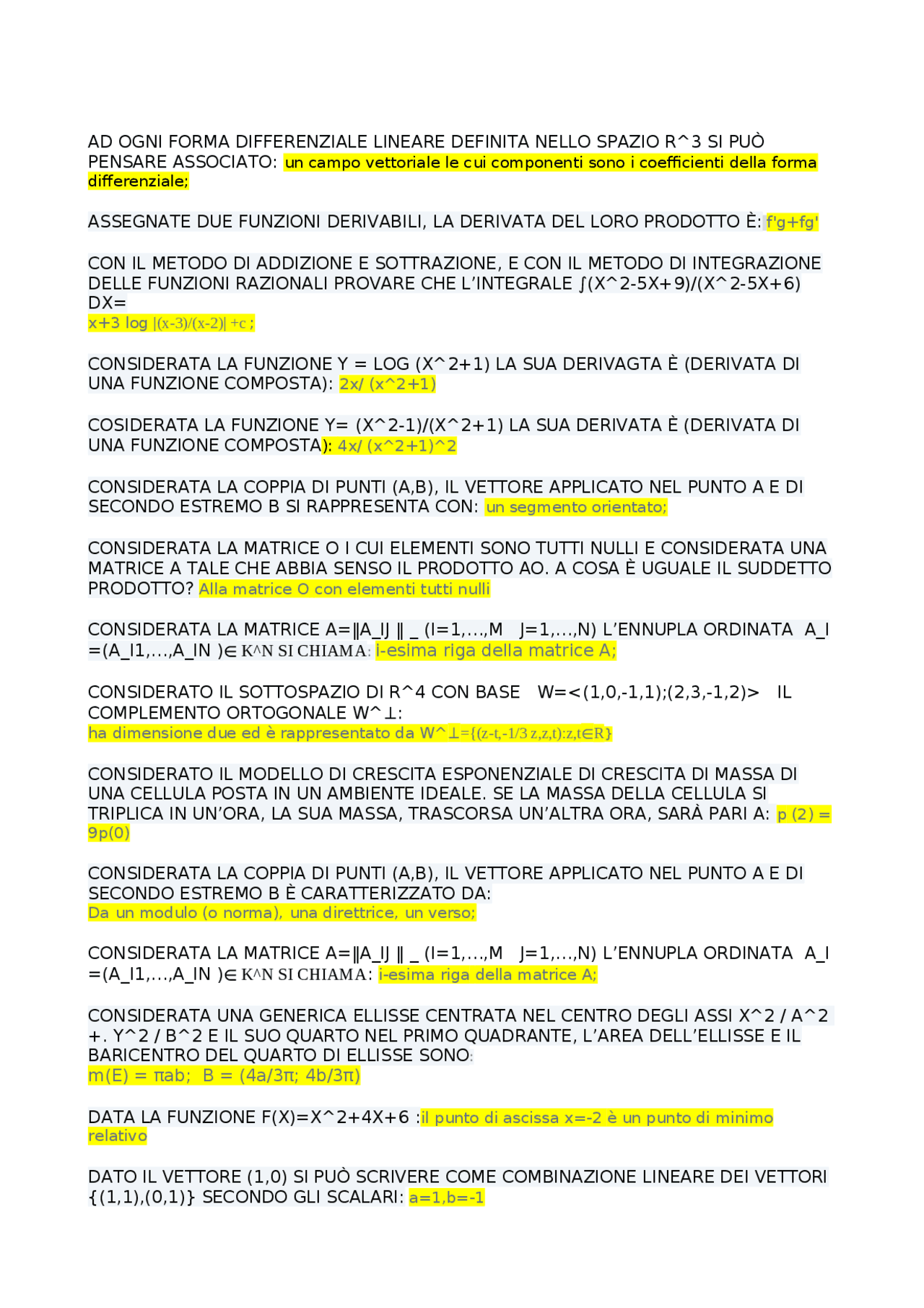 Esercizi Analisi 2 Ingegneria Gestionale Docsity