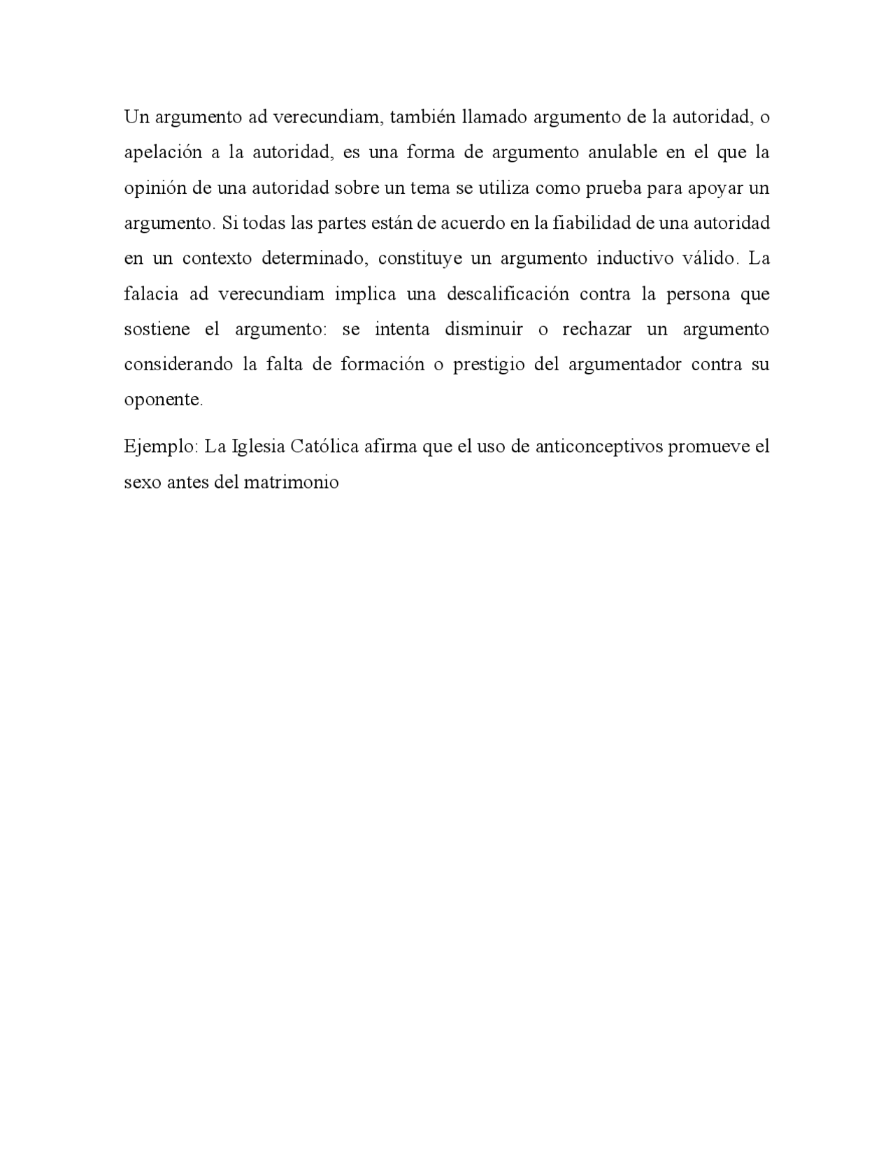Ad Verecundiam o argumento de la autoridad - Docsity