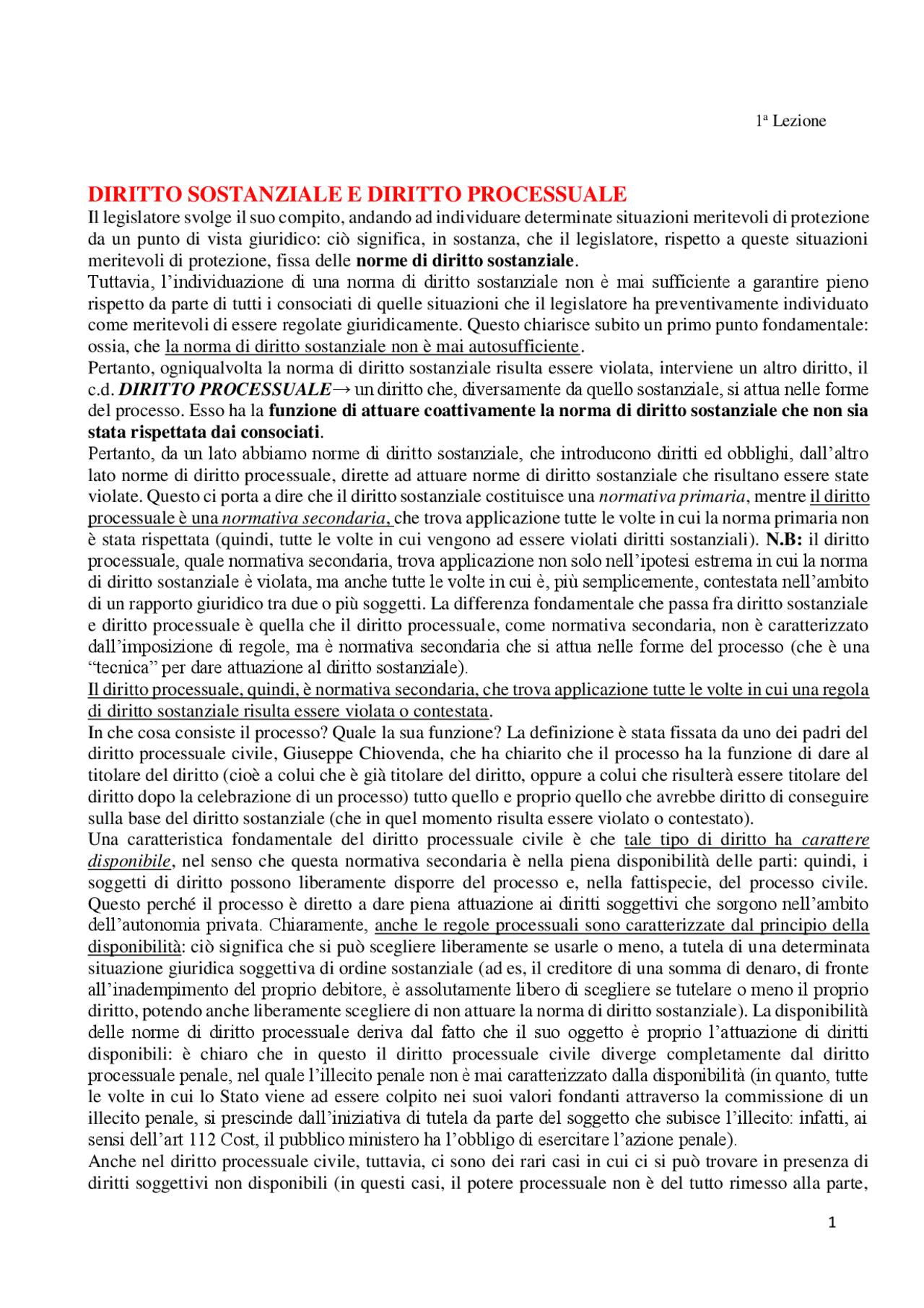 Lezioni Di Diritto Processuale Civile 1 Docsity