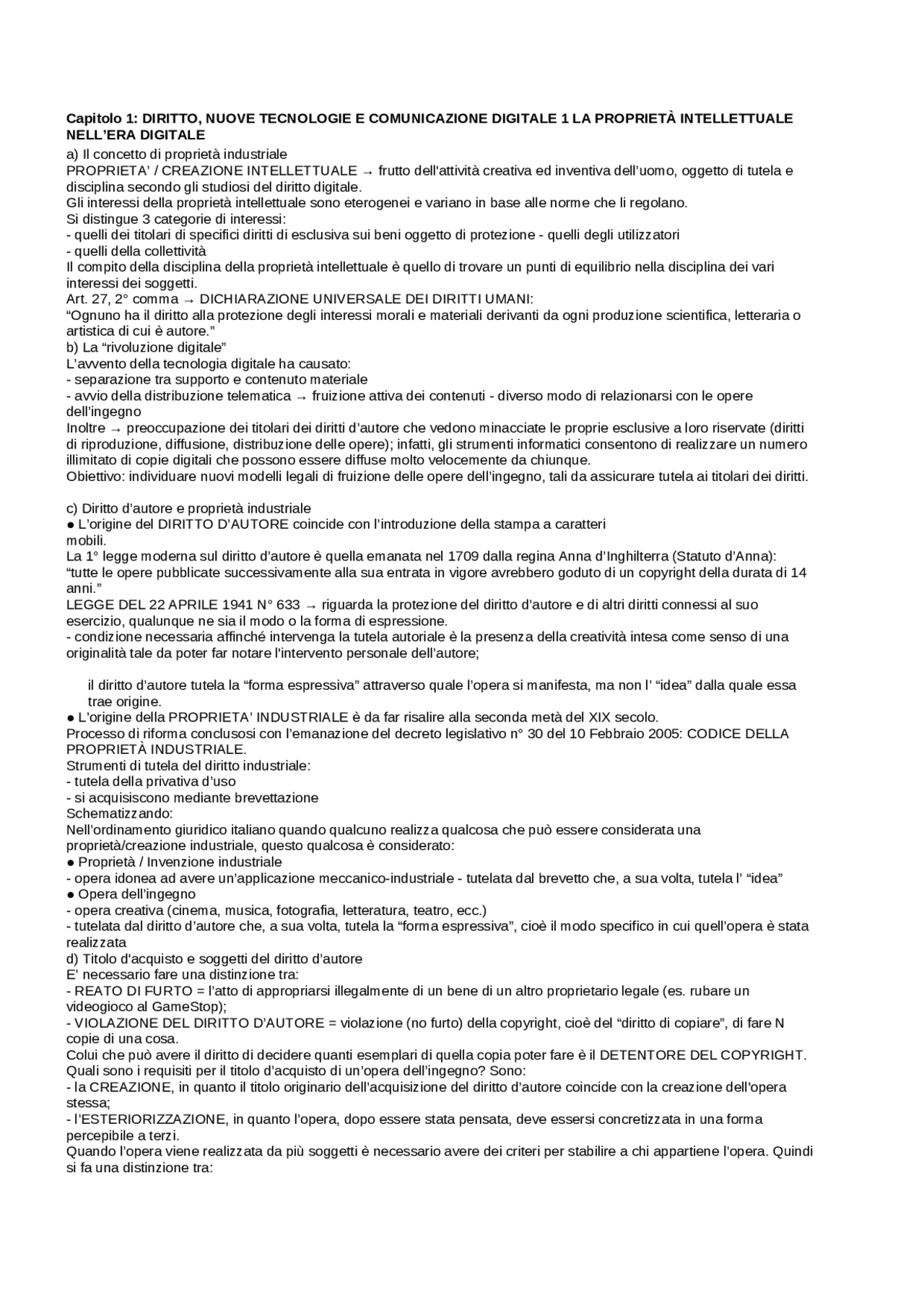Diritto Digitale Riassunto Docsity