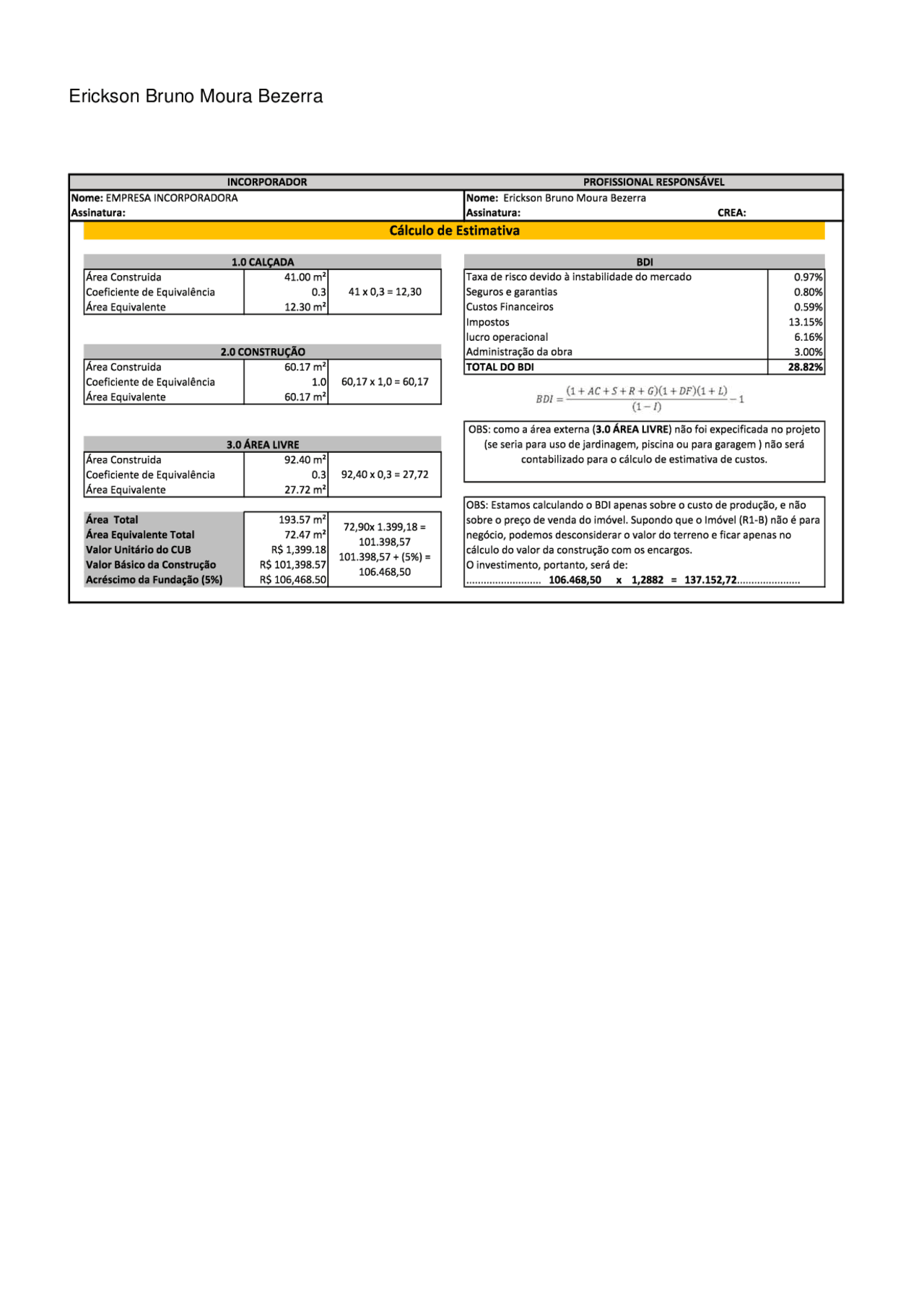 CUB - calculo unitario basico - Docsity