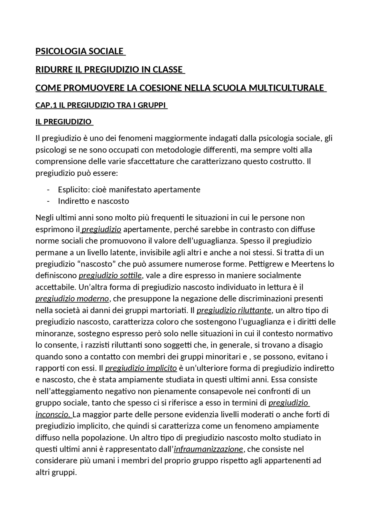 Psicologia Sociale Riassunti Libro Docsity