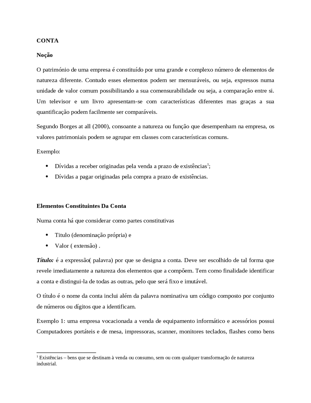 Noção de contas contabilísticas - Docsity