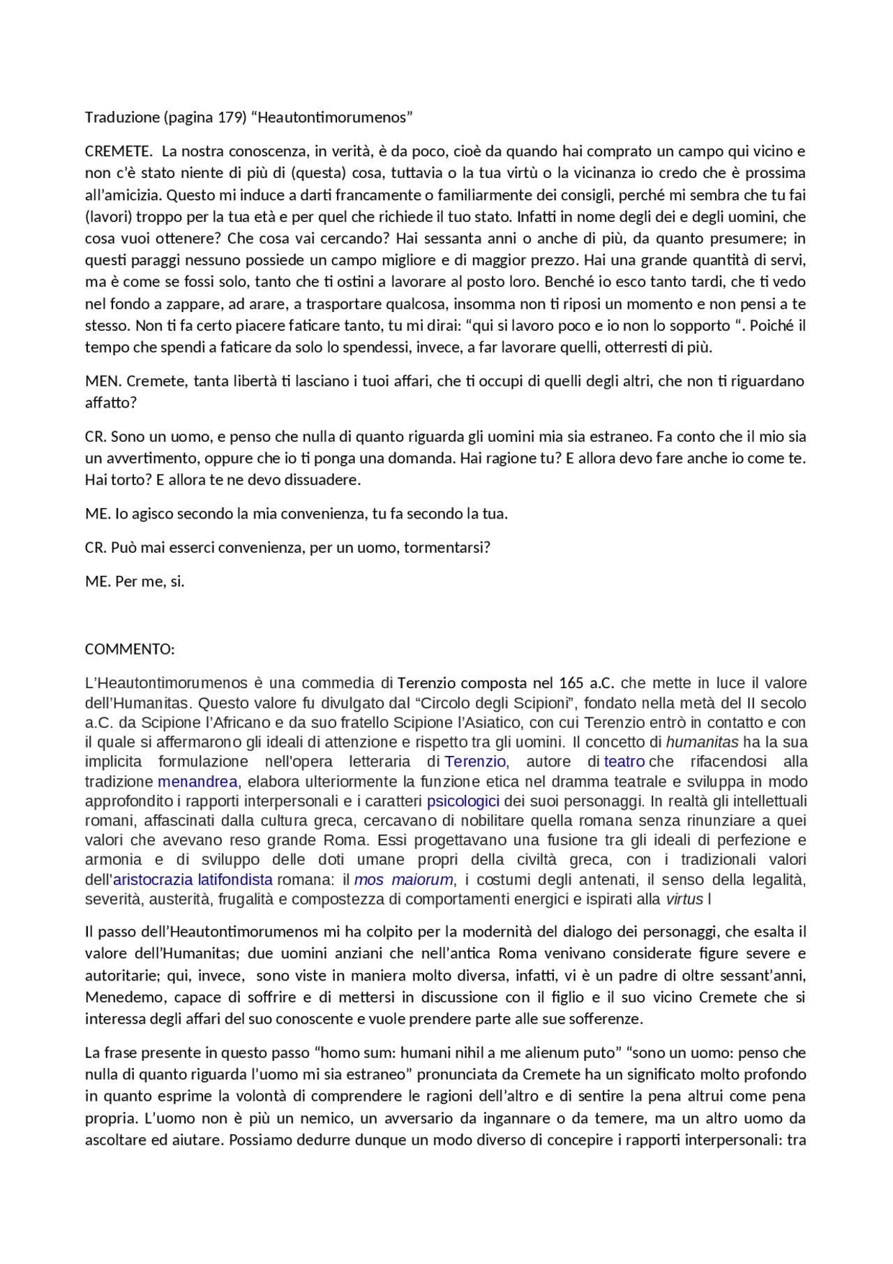 L' Heautontimorumenos - Docsity