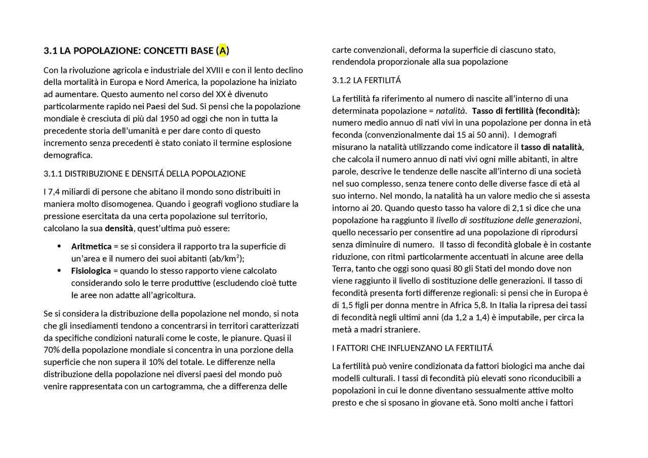 Riassunti Geografia Più Slides Docsity