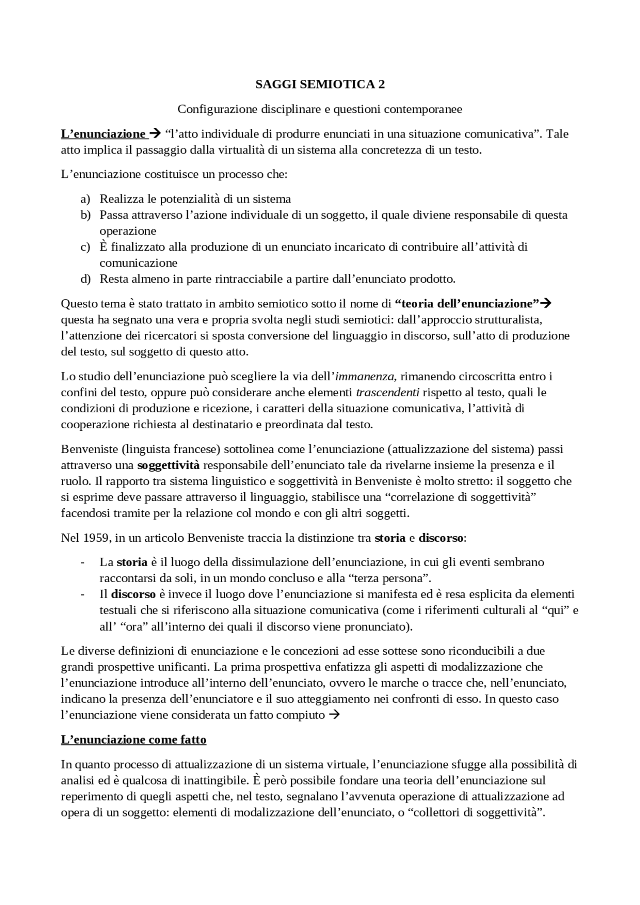 Due Saggi Di Semiotica 2 Docsity