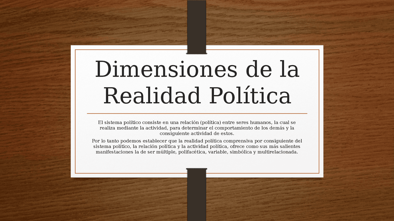 Dimensiones de la Realidad Política - Docsity